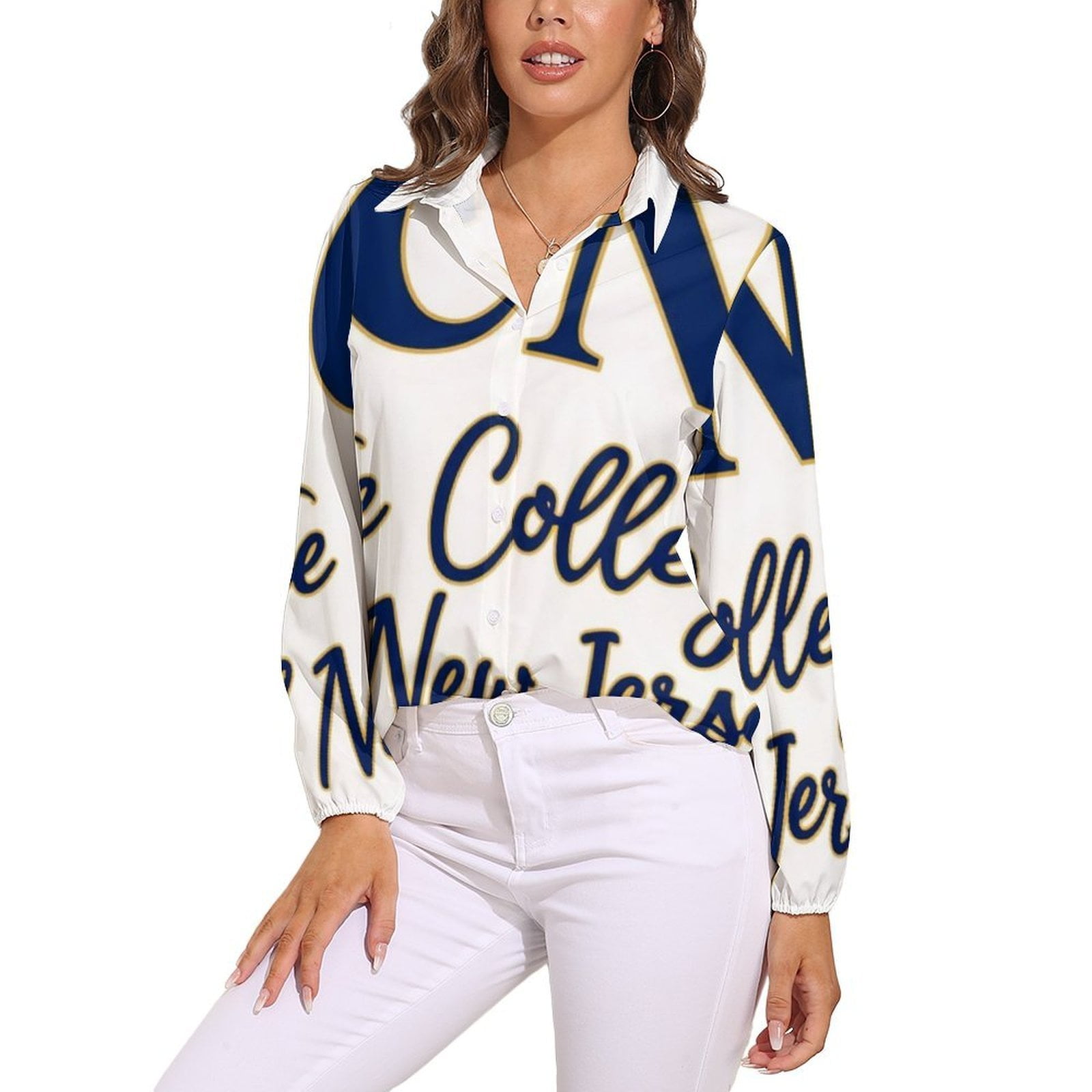 TCNJ The College of NJ Script Logo-1 Vntage Casual Long Sleeve Shirt ...
