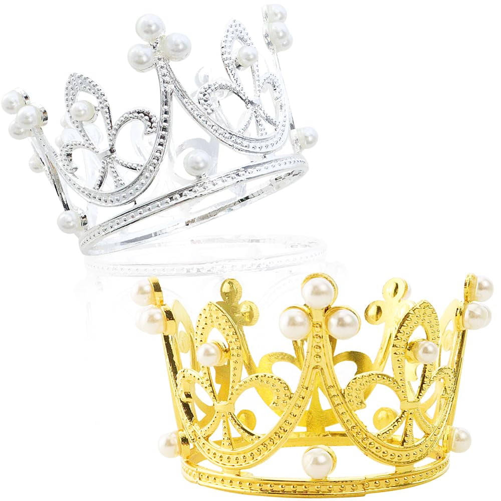 TCOTBE 2-Piece Mini Baby DEF29 Crowns - Rhinestone Pearls, Princess ...