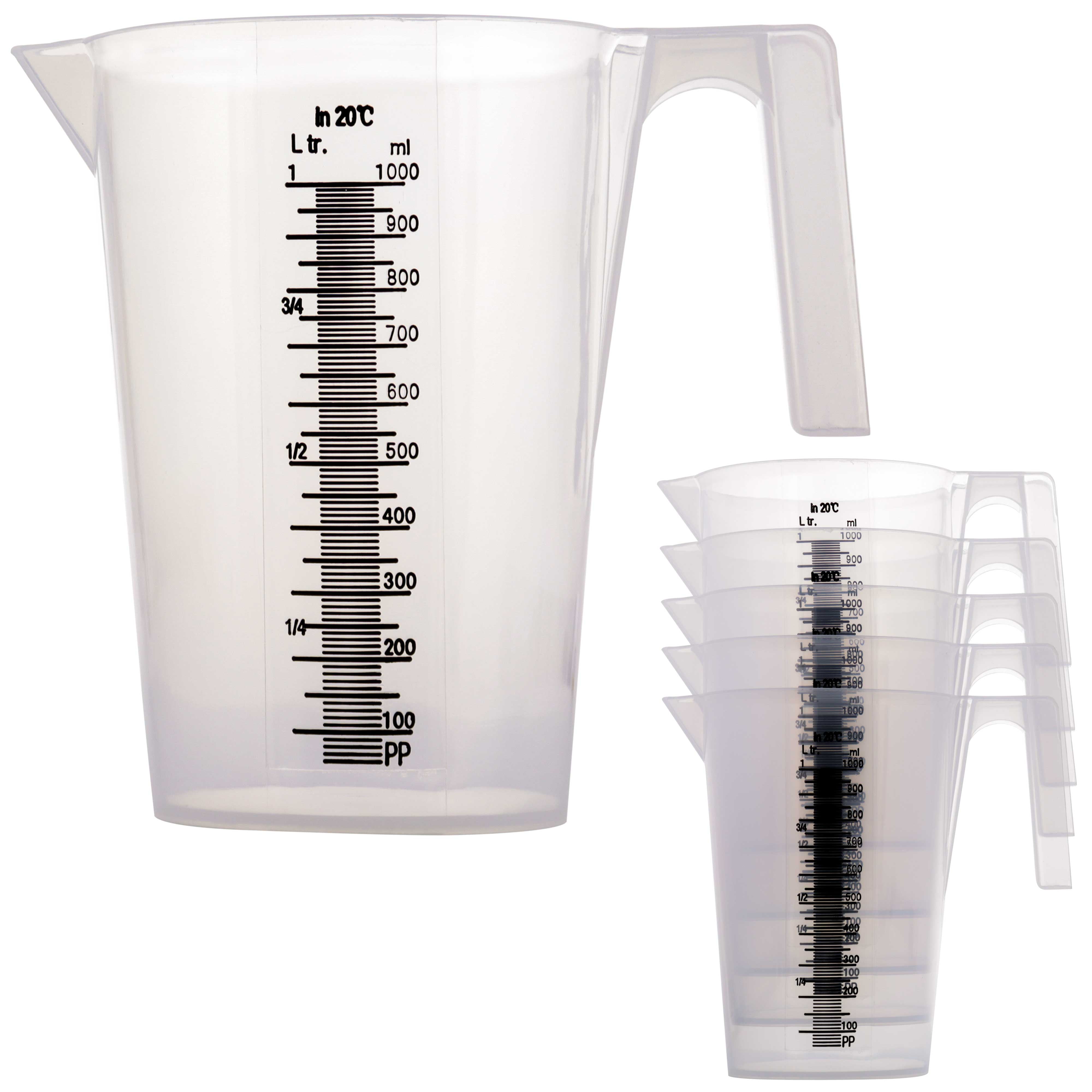 TCP Global 1 Liter (1000ml) Plastic Graduated Measuring and Mixing ...