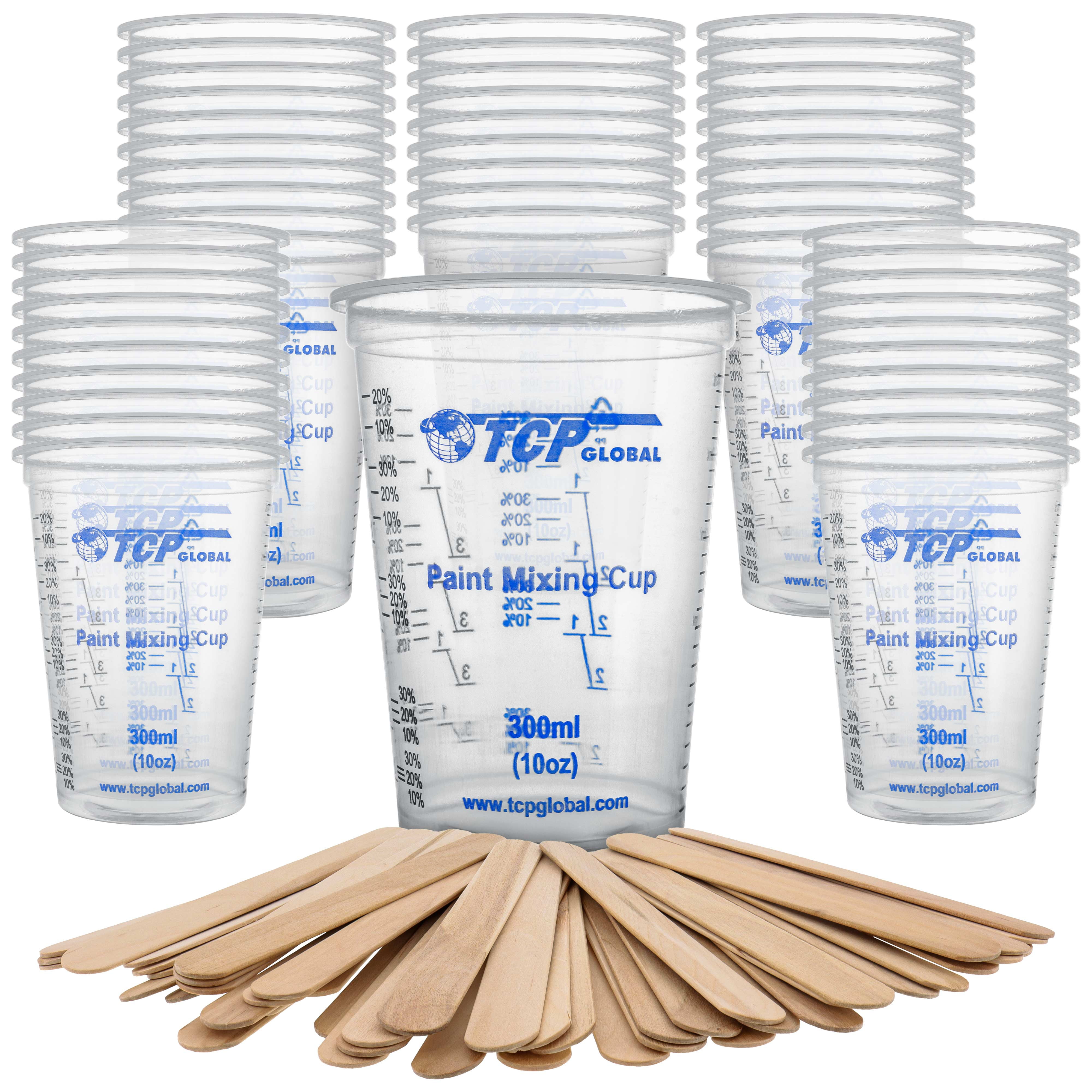 TCP Global Disposable Plastic Mixing Cups, 10 oz, Clear, 50 ct ...