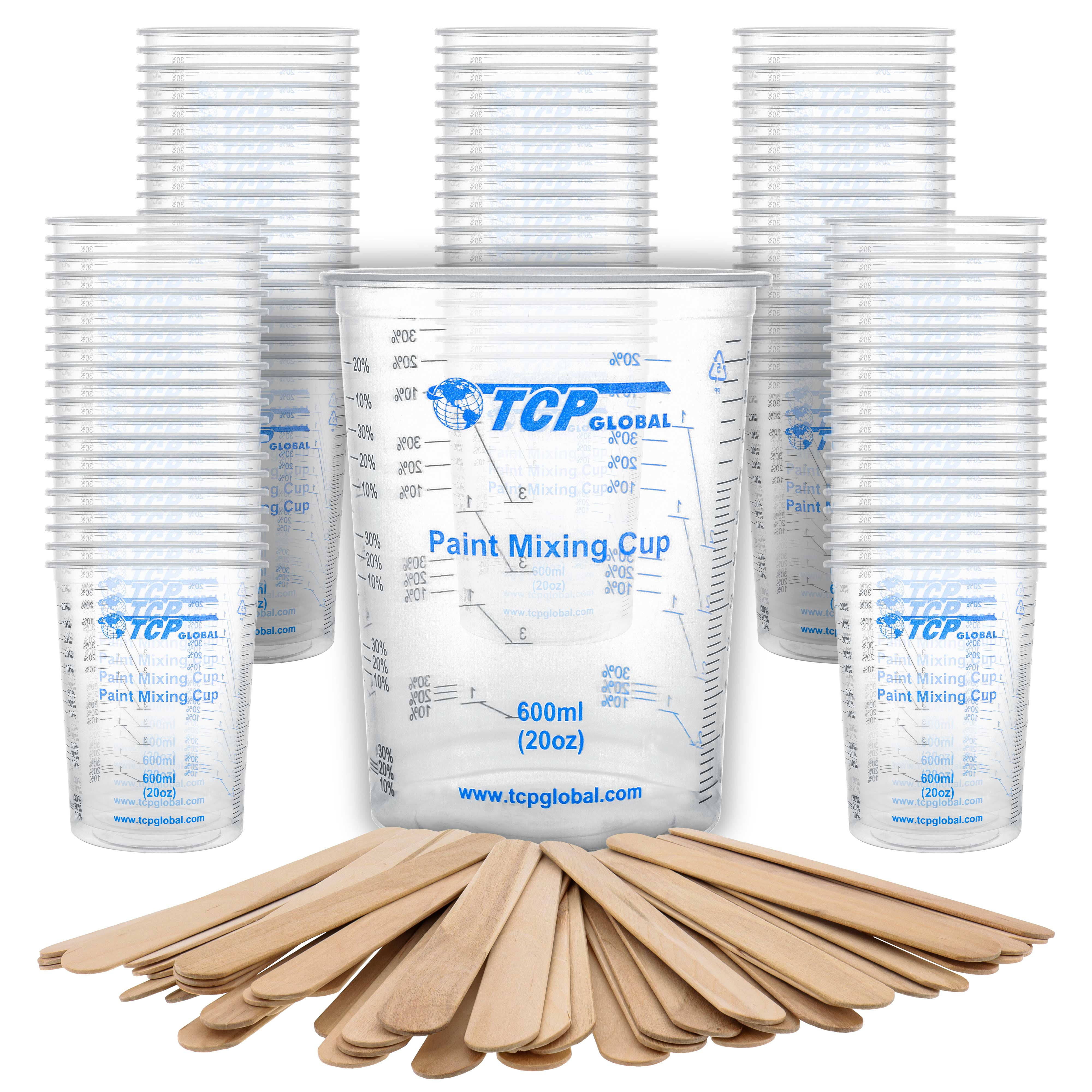 TCP Global 20 Ounce (600ml) Disposable Flexible Clear Graduated Plastic ...