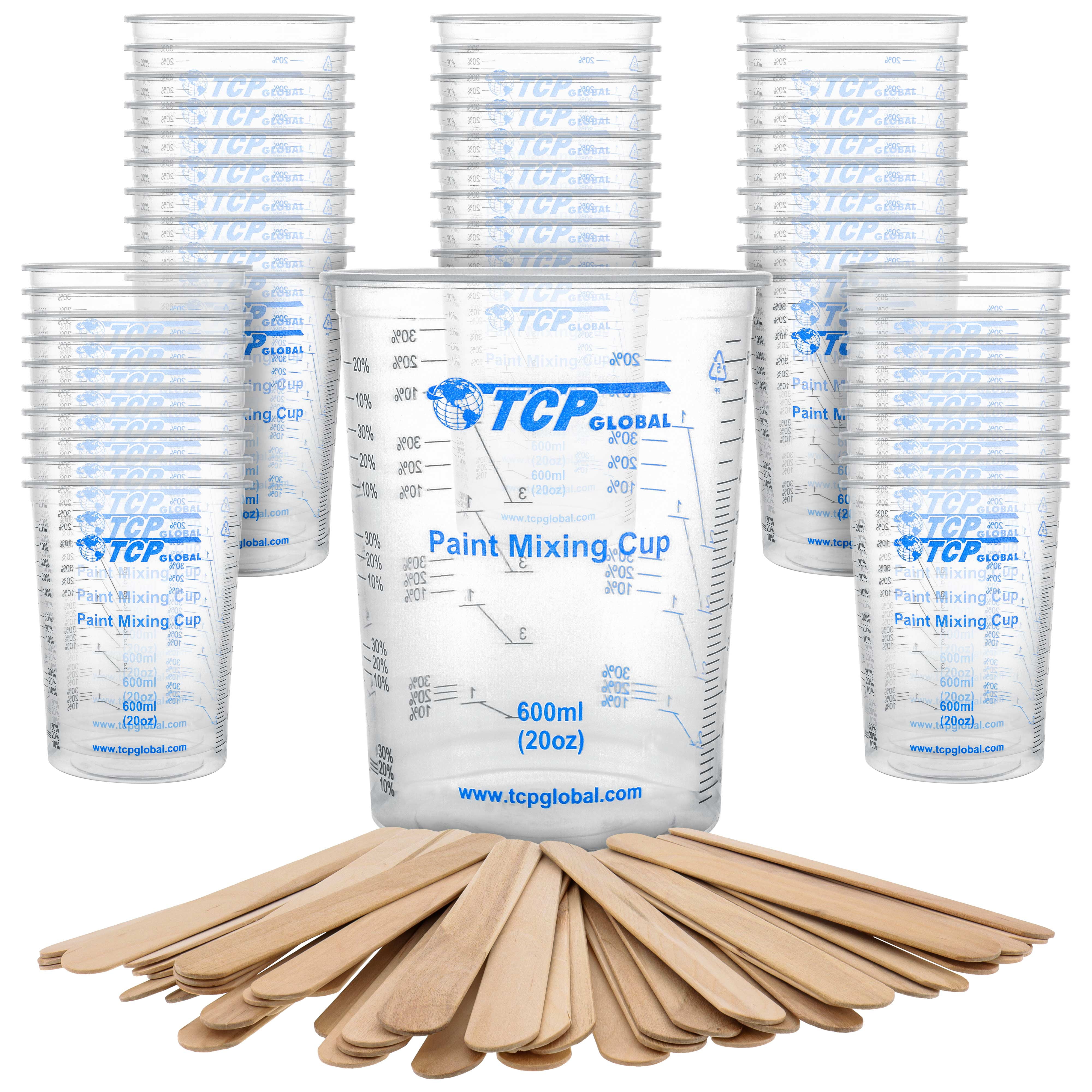 TCP Global 20 Ounce (600ml) Disposable Flexible Clear Graduated Plastic ...