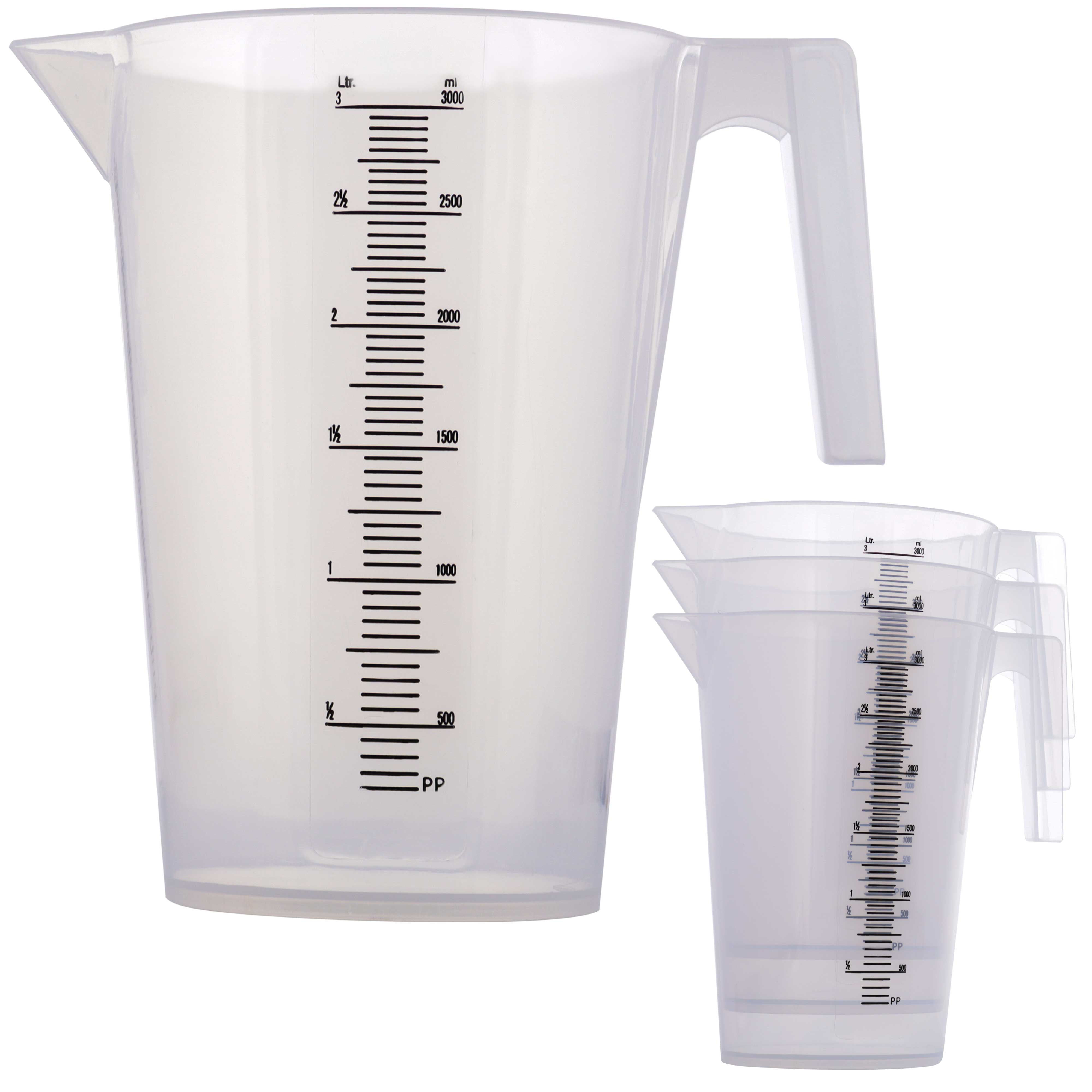 TCP Global 3 Liter (3000ml) Plastic Graduated Measuring and Mixing ...