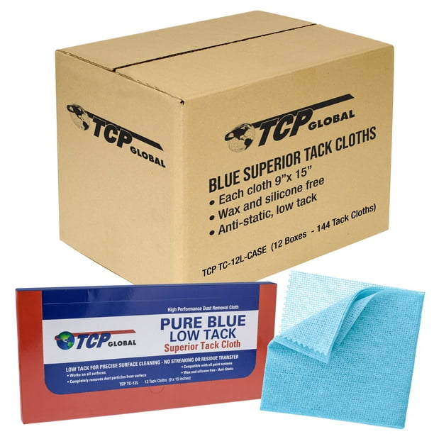 TCP Global - Pure Blue Superior Low Tack Cloths - Tack Rags (Case of ...