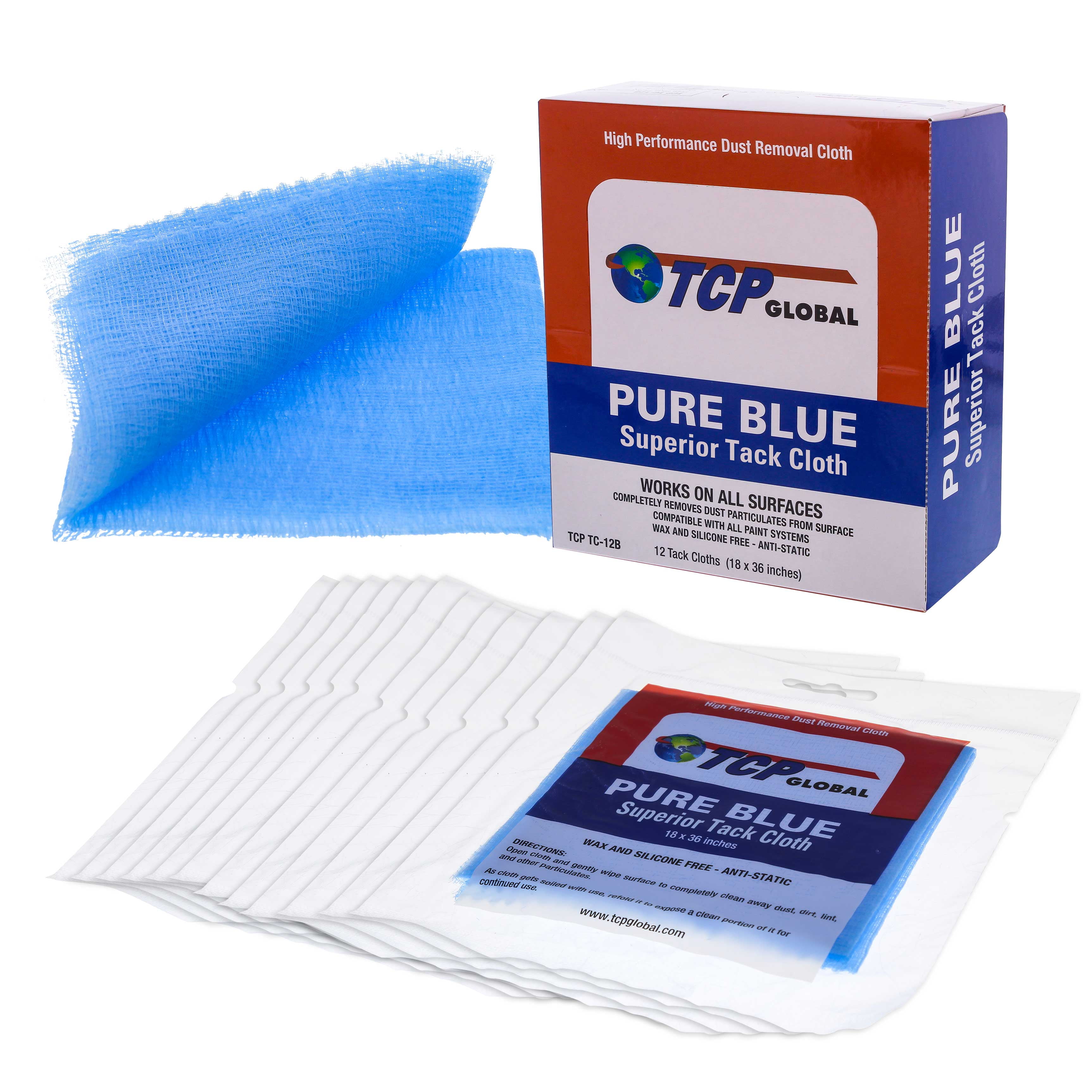 TCP Global - Pure Blue Superior Tack Cloths, Paint & Staining Lint-Free ...
