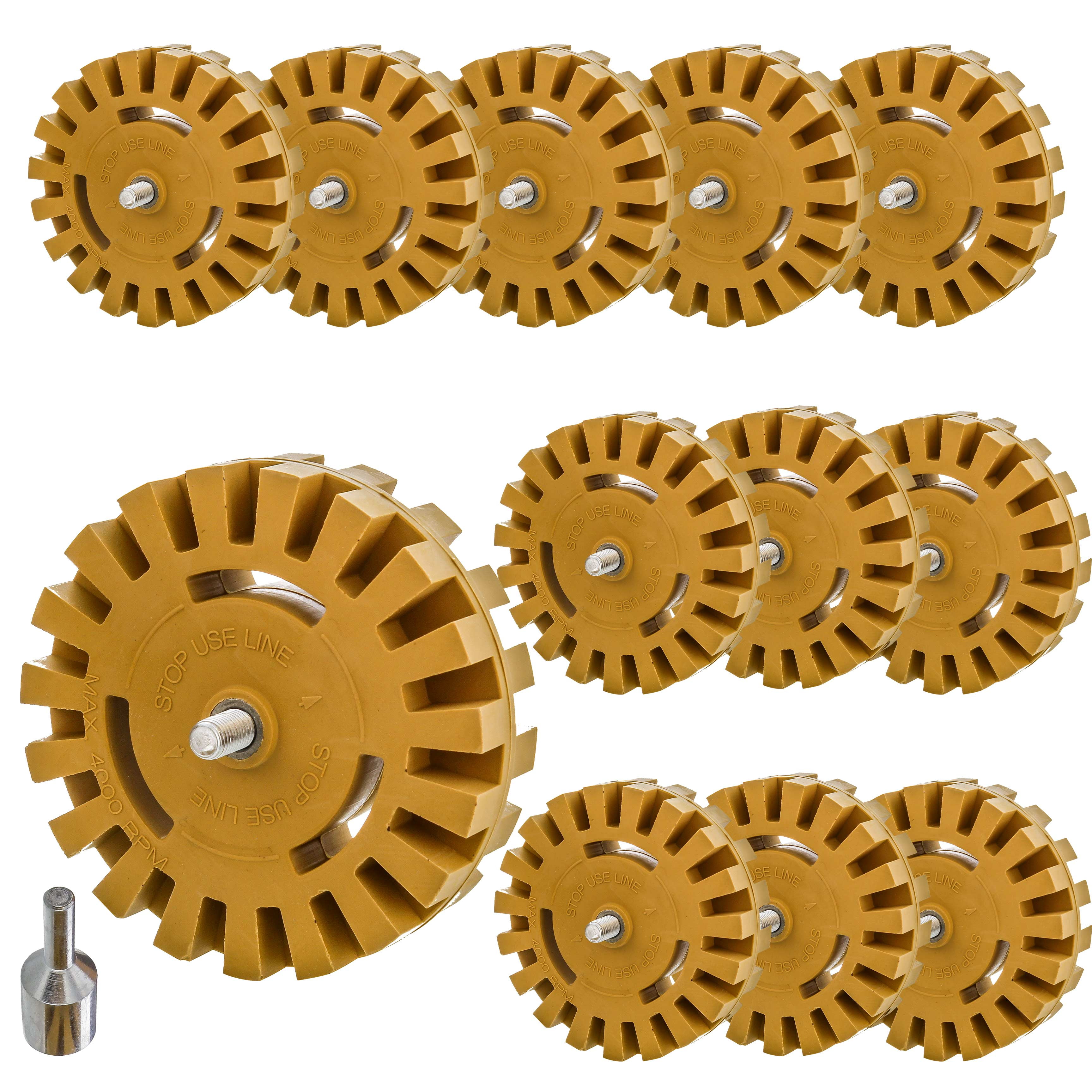 TCP Global Rubber Eraser Wheel with Drill Adapter (12 Pack) - 4" Knobby ...