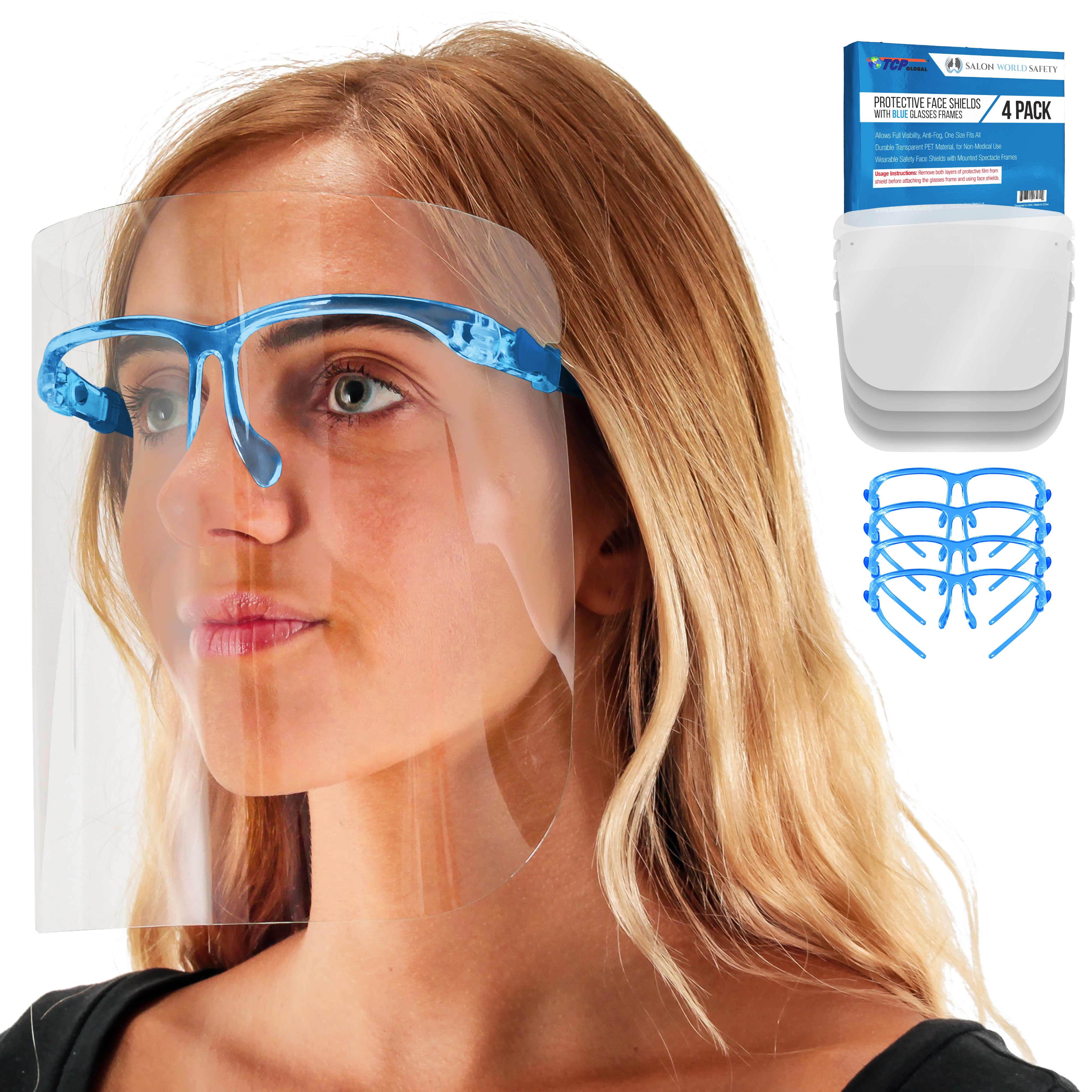 TCP Global Salon World Safety Face Shields with Blue Glasses Frames ...