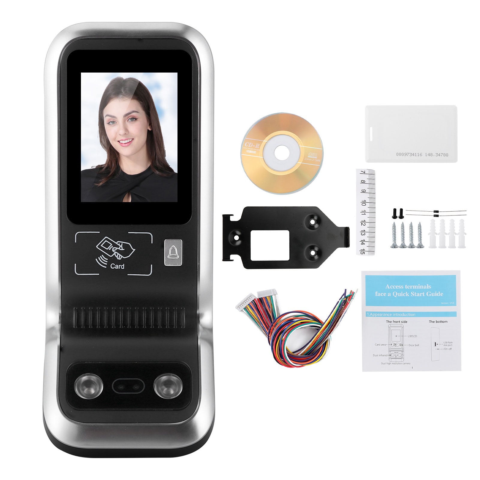 TCP IP 2.8in TFT Access Control Time Attendance Machine Face Recognition ID Card Infrared ...