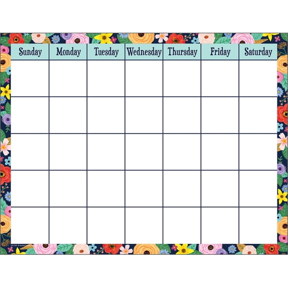 Teacher Created Resources, Wildflowers Calendar Chart, 17x22 - Walmart.com