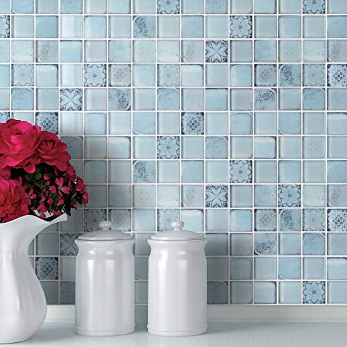 TCRNG-03 Classic Roman Blue 2x2 Glass Mosaic Tile - Kitchen and Bath ...