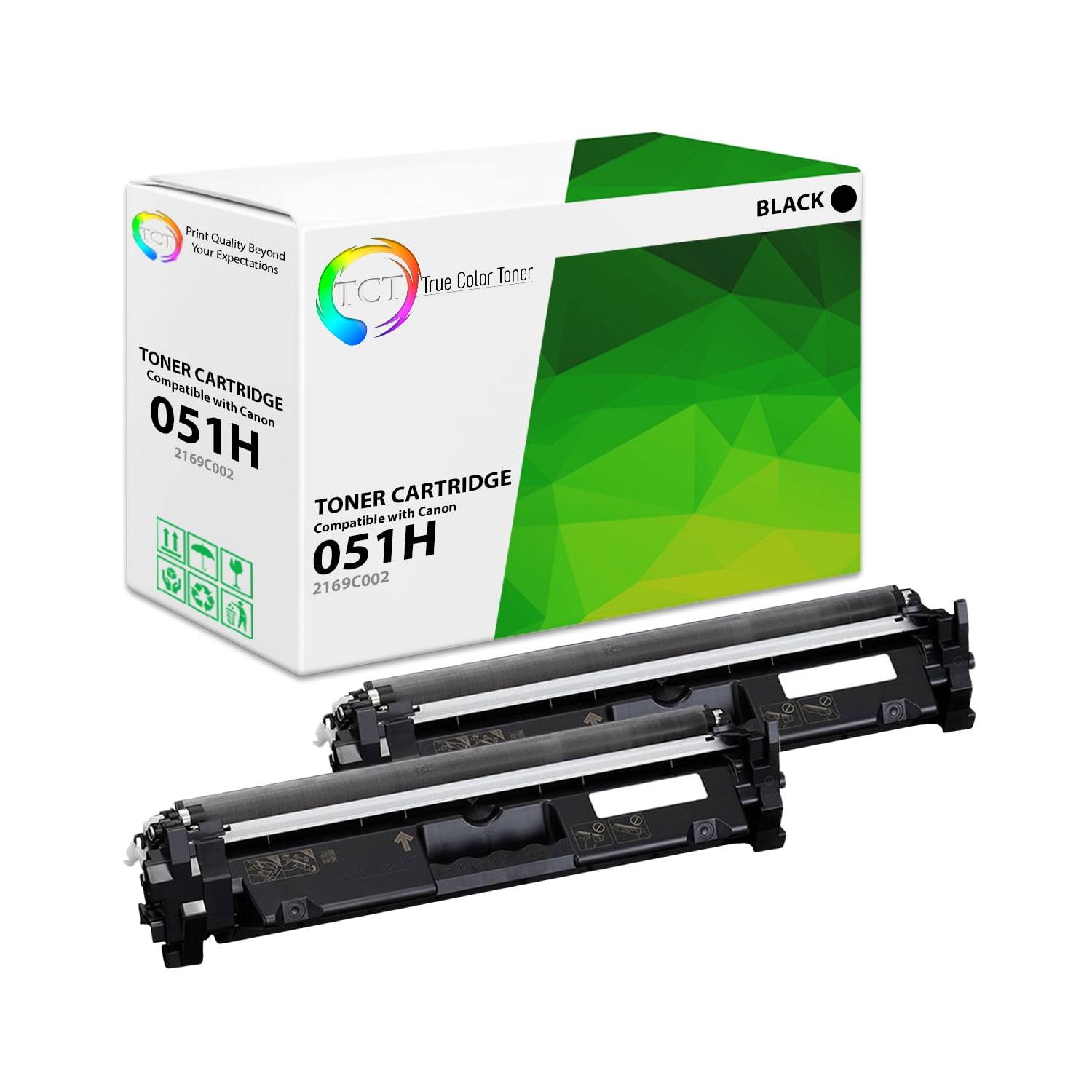 TCT Compatible Canon 051 051H High Yield Toner Cartridge - 2 Pack Black ...
