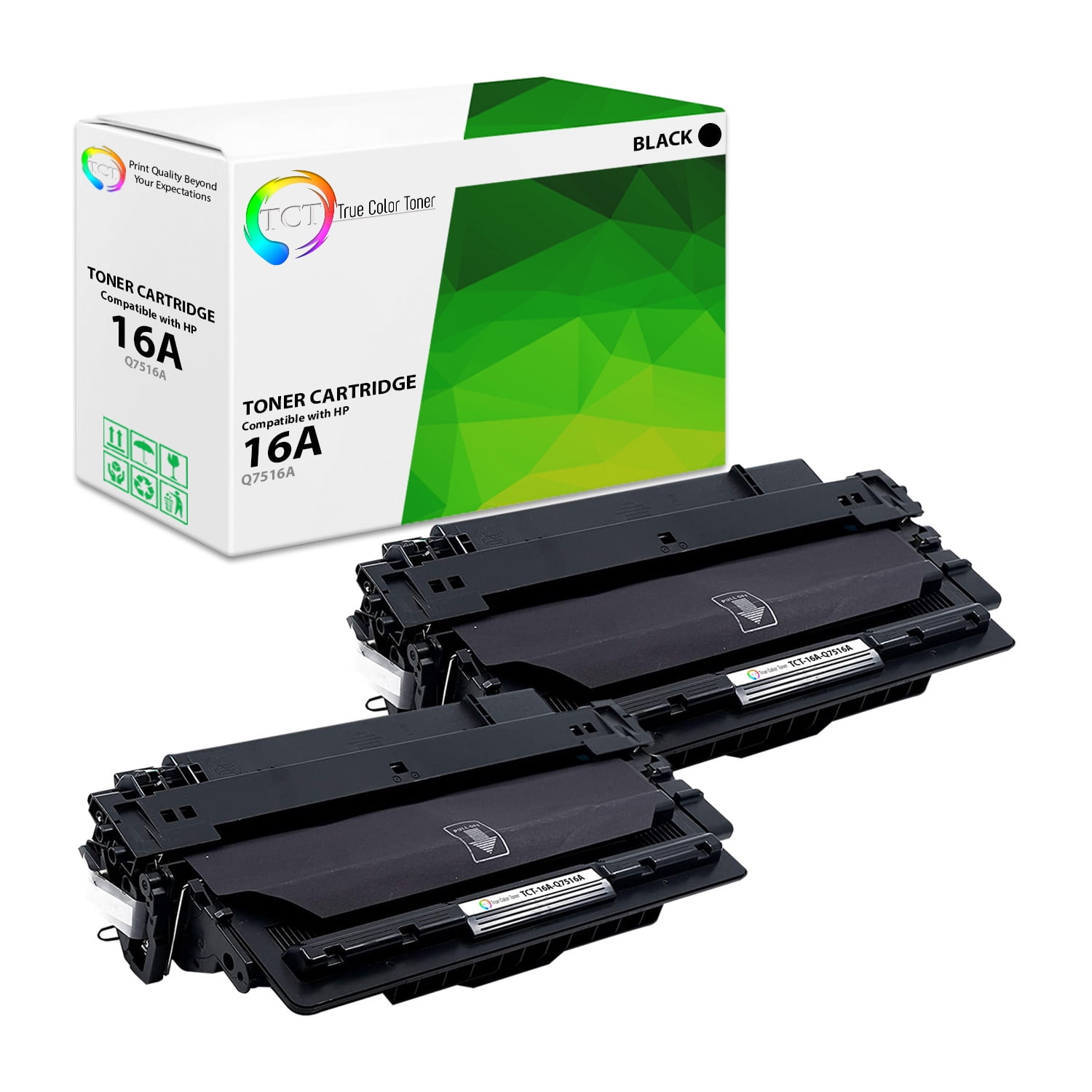 TCT 16A Toner Cartridge 2 Pack - Compatible With HP 16A Q7516A Black ...