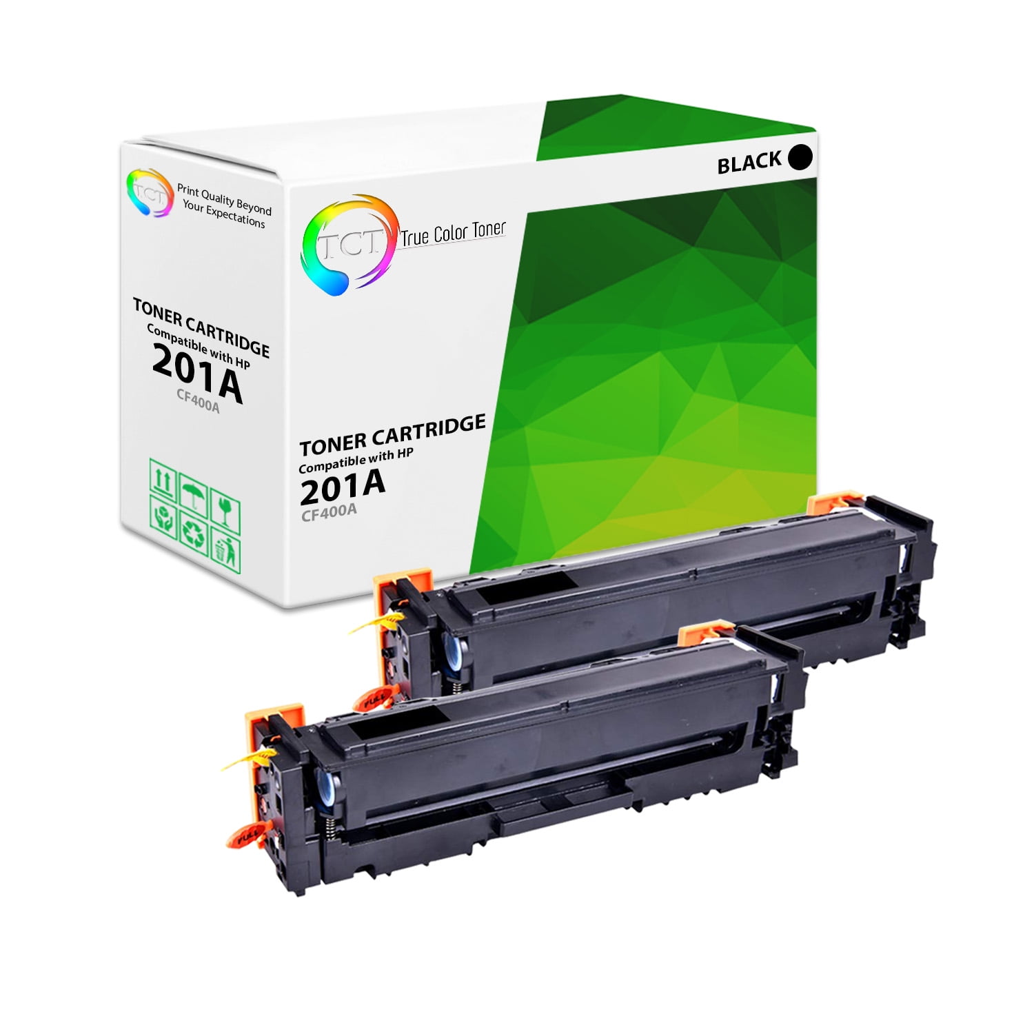 TCT 201A Black Toner Cartridge 2 Pack - Premium Compatible Replacement for HP 201A CF400A Black ...