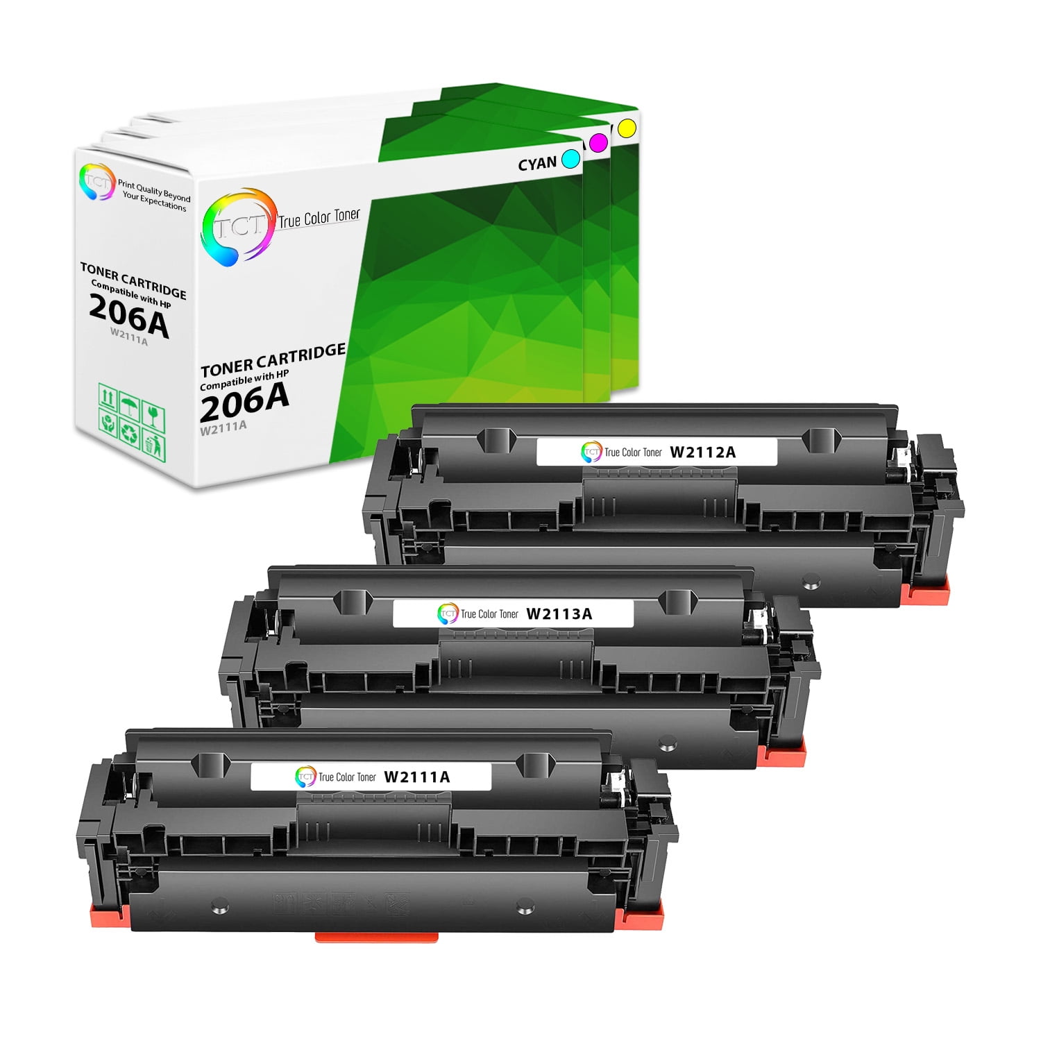 TCT 206A Color Toner Cartridge 3 Pack - Compatible With HP 206A W2111A ...