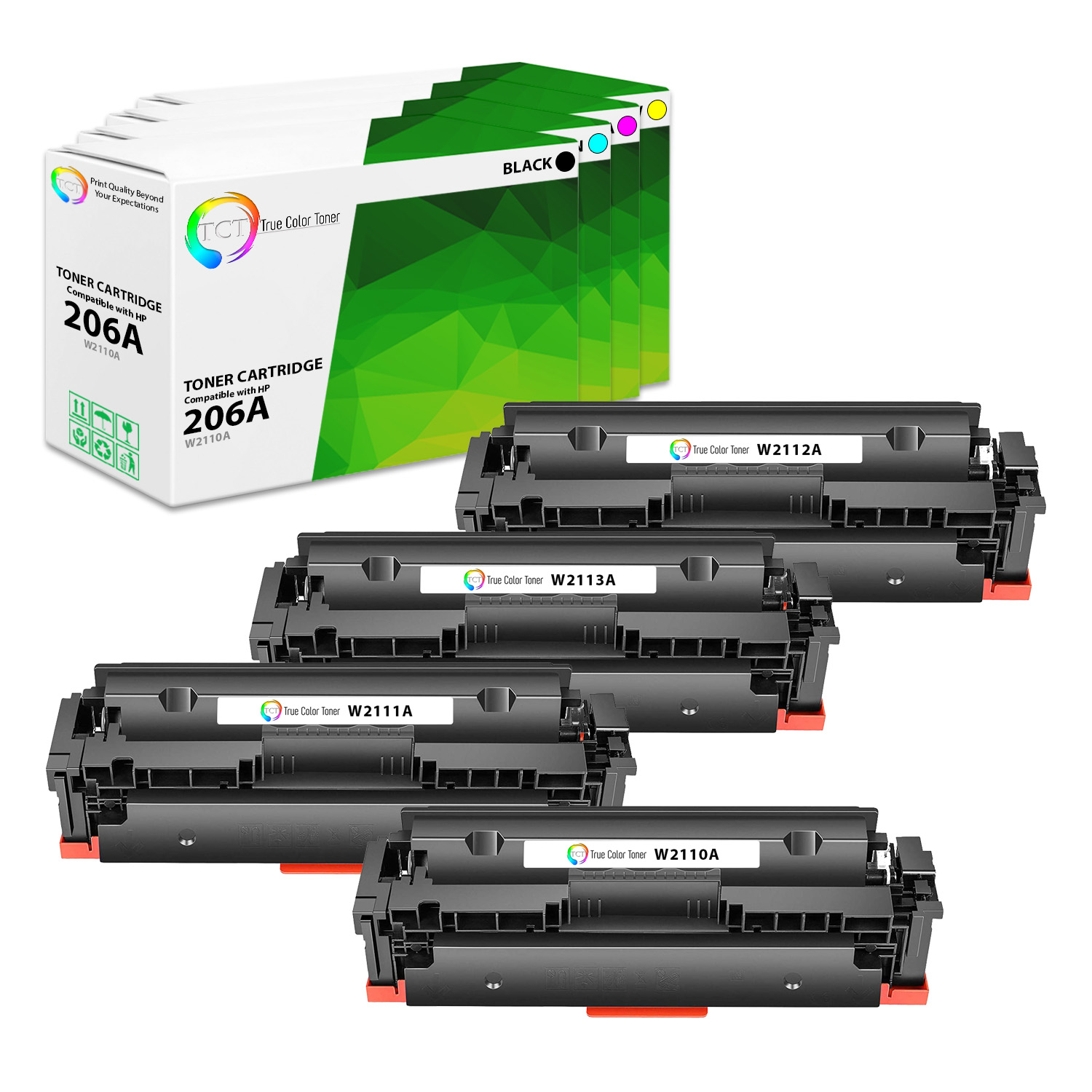 TCT 206A Toner Cartridge 4 Pack - Premium Compatible Replacement for HP ...