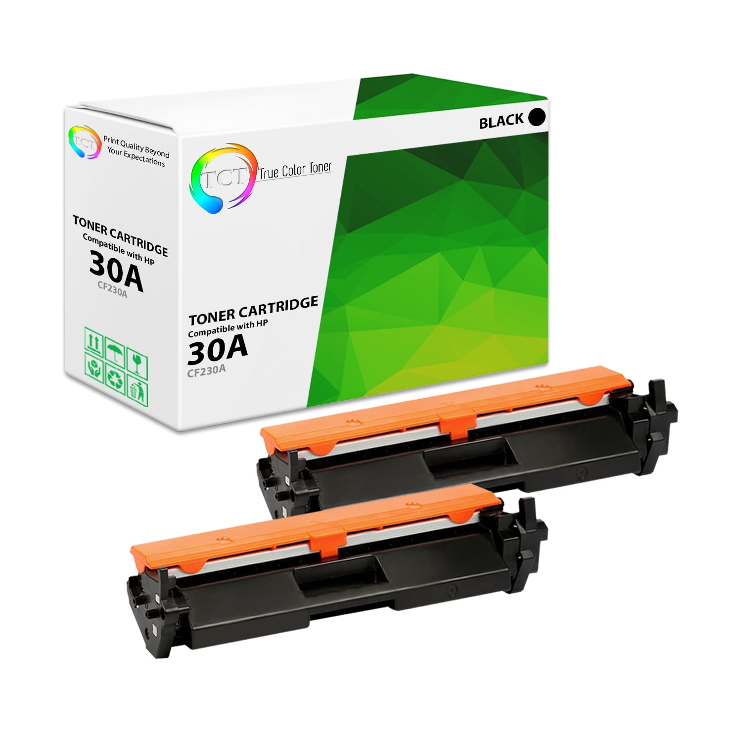 TCT 30A Toner Cartridge 2 Pack - Premium Compatible Replacement for HP 30A CF230A Black ...