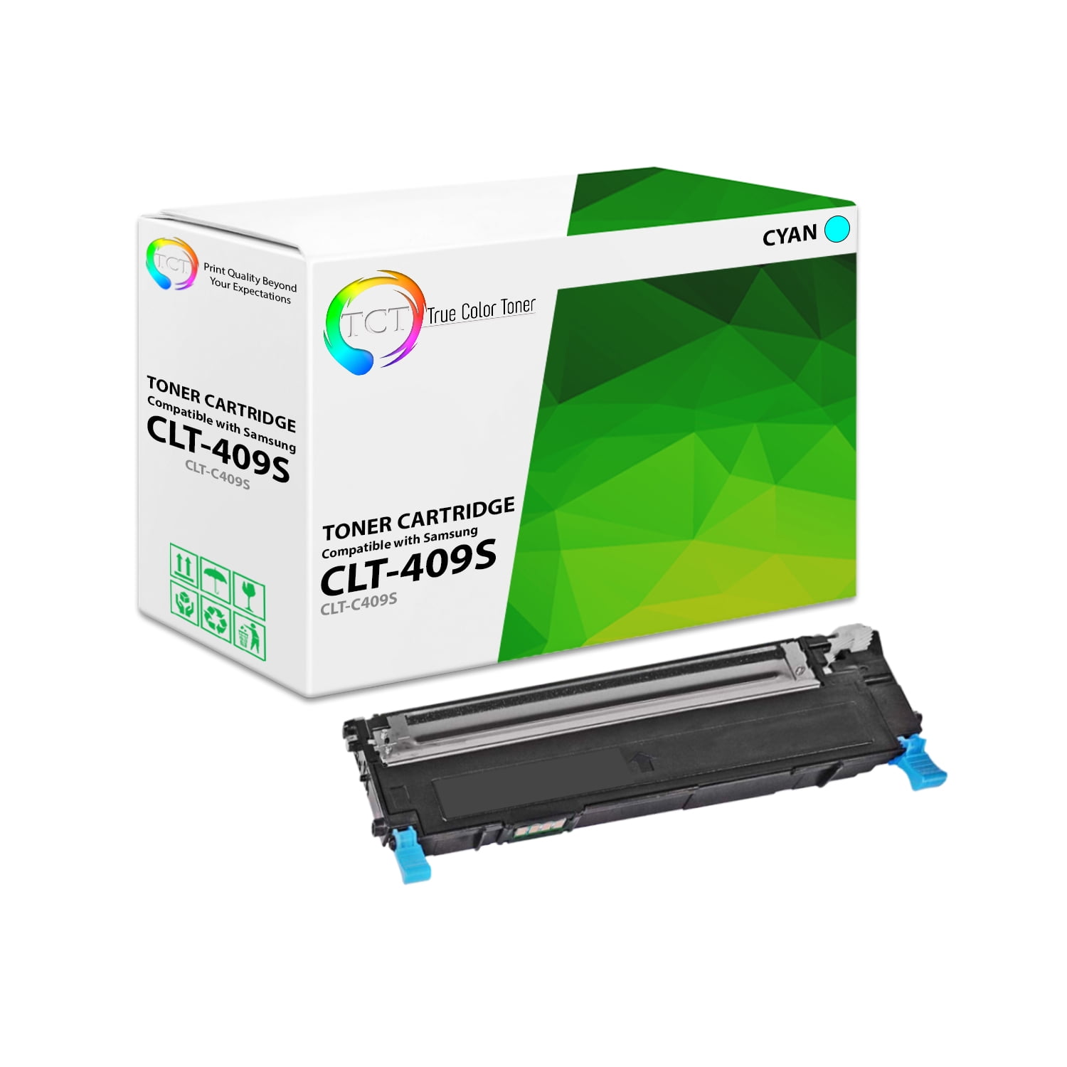 TCT 409S Cyan Toner Cartridge - Premium Compatible Replacement for Samsung CLT-C409S Cyan ...
