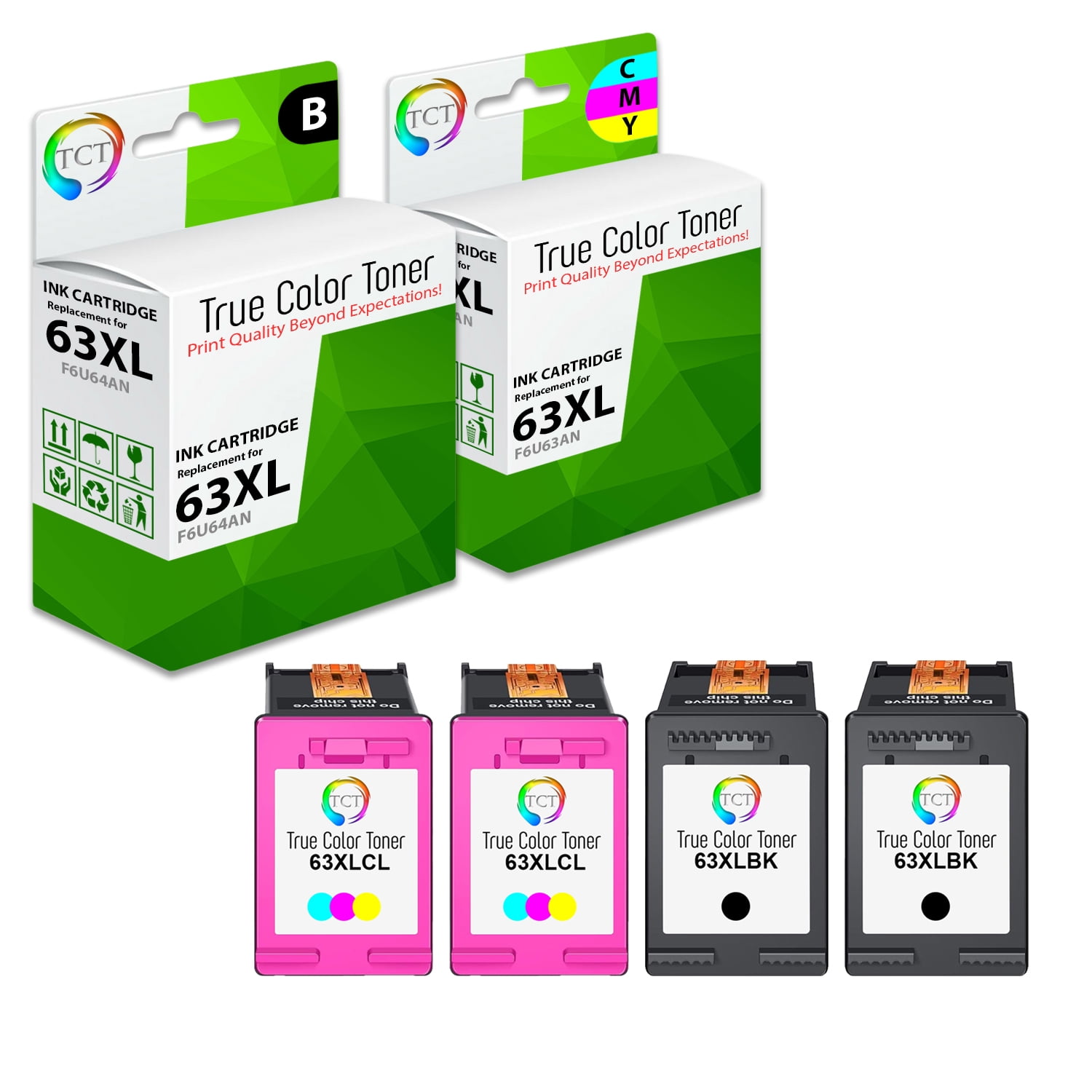 TCT 63XL Ink Cartridge 4 Pack - Premium Compatible Replacement for HP ...