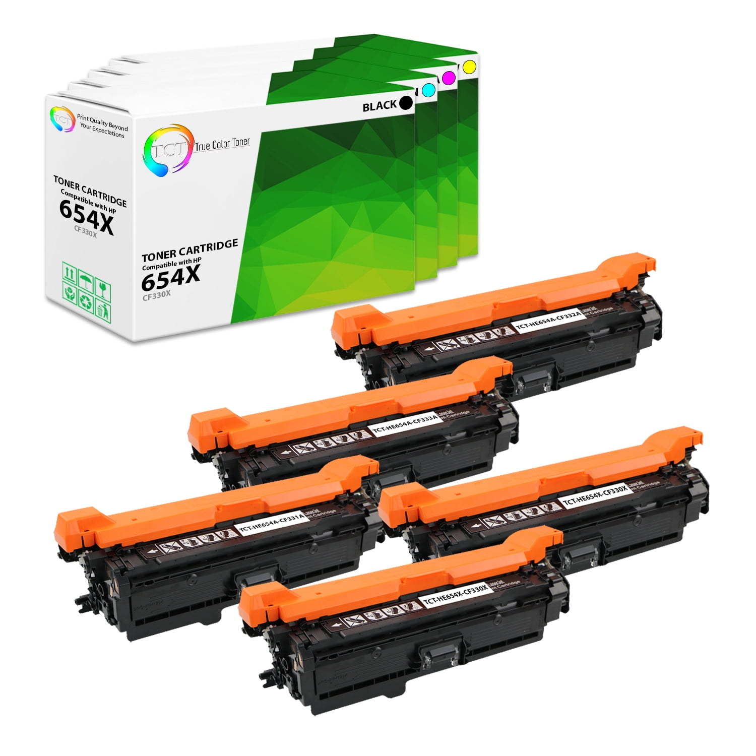 TCT 654X 654A Toner Cartridge 5 Pack - Premium Compatible Replacement ...