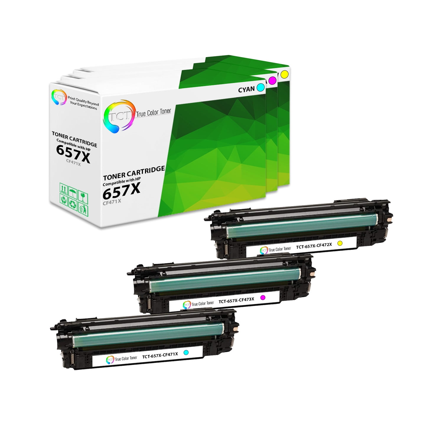 TCT 657X Color Toner Cartridge 3 Pack - Premium Compatible Replacement ...