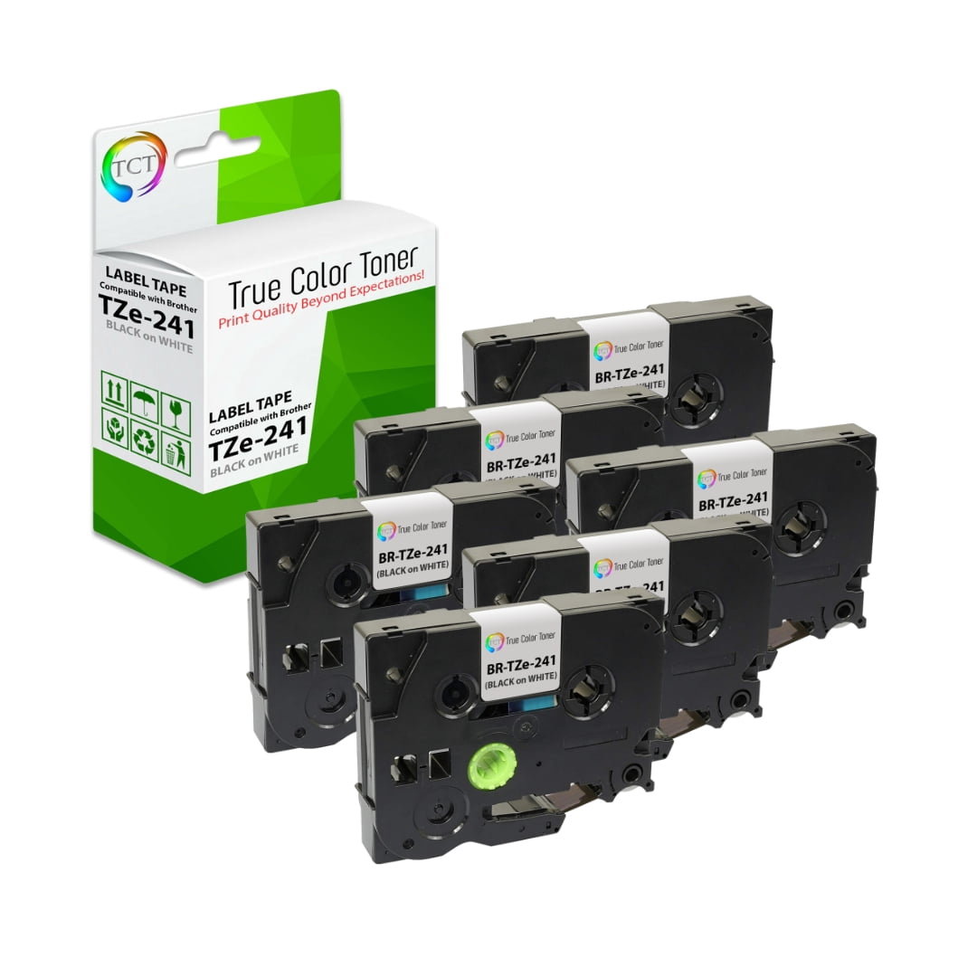 TCT 6Pk Compatible Brother TZe-241 works with Brother PT-1300 PT-1400 ...
