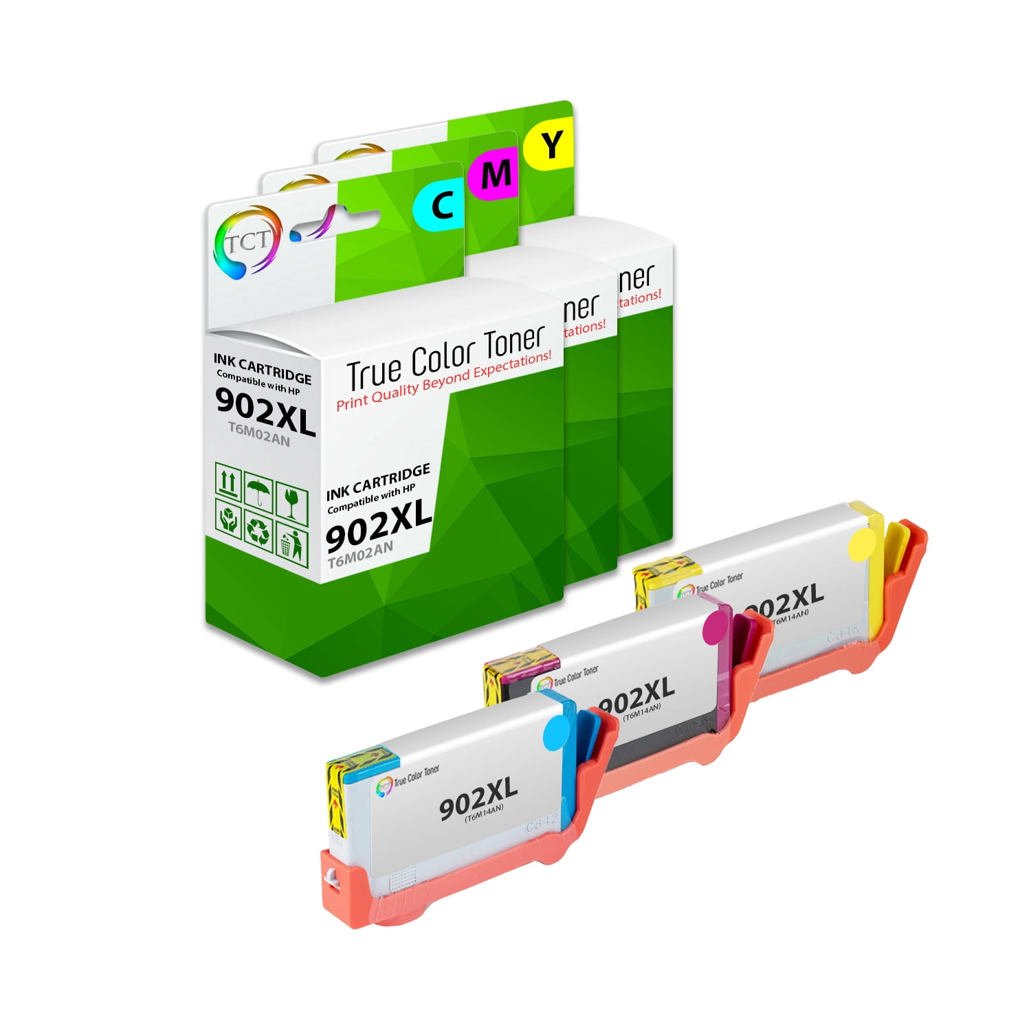 TCT 902XL Color Ink Cartridge 3 Pack - Premium Compatible Replacement ...