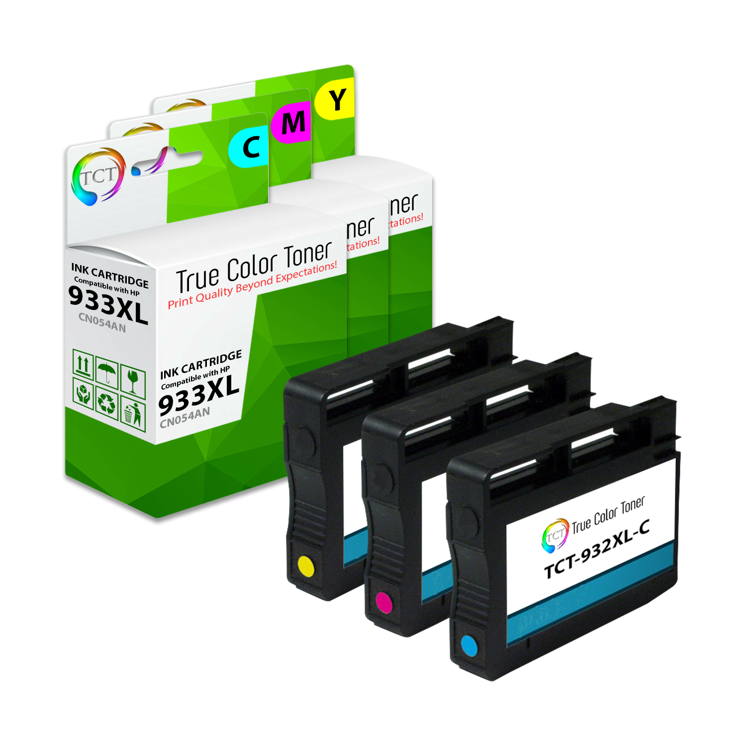 TCT 932XL 933XL Color Ink Cartridge 3 Pack - Premium Compatible ...
