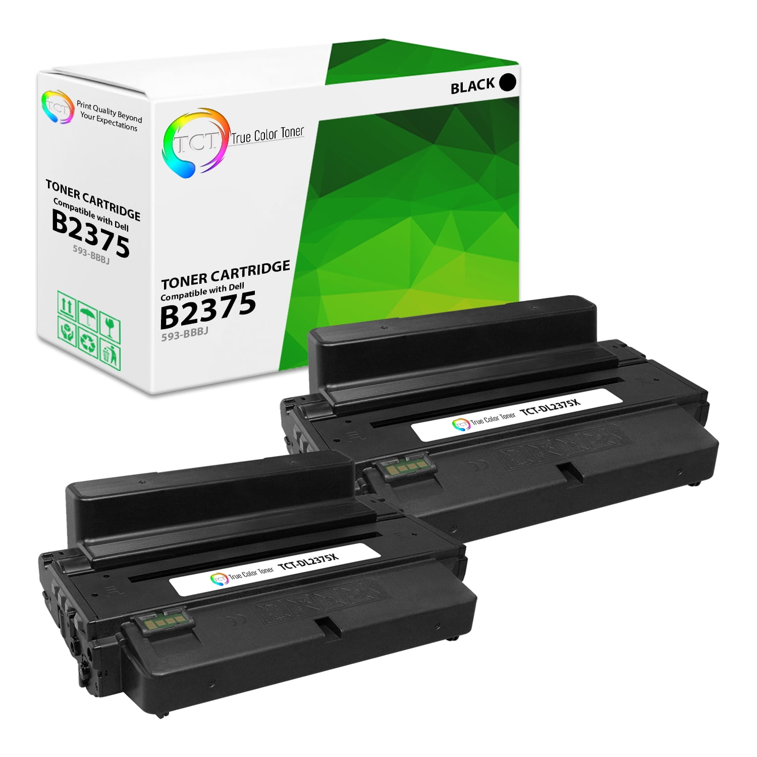 TCT B2375 Toner Cartridge 2 Pack - Compatible With Dell 593-BBBJ Black ...