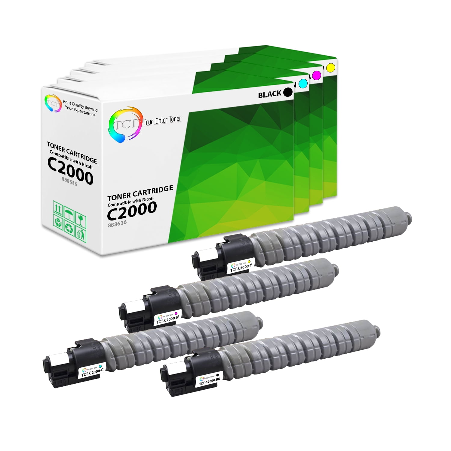 TCT C2000 Toner Cartridge 4 Pack - Premium Compatible Replacement for ...