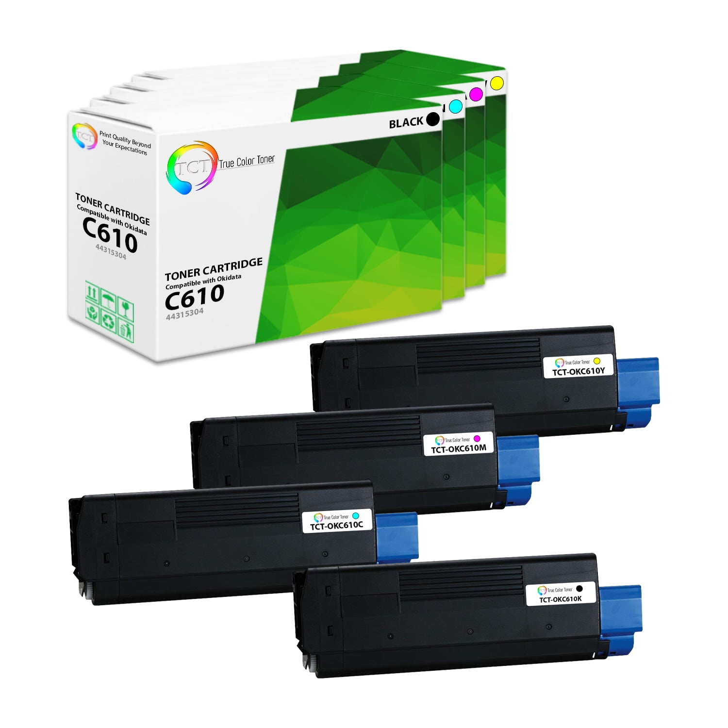 TCT C610 Toner Cartridge 4 Pack - Premium Compatible Replacement for Okidata 44315304 44315303 ...