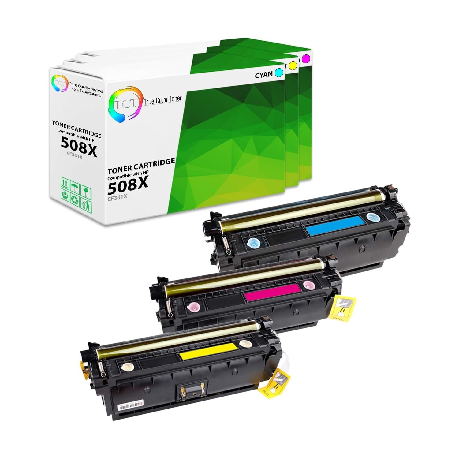 TCT 508X Color Toner Cartridge 3 Pack - Compatible With HP 508X CF361X ...