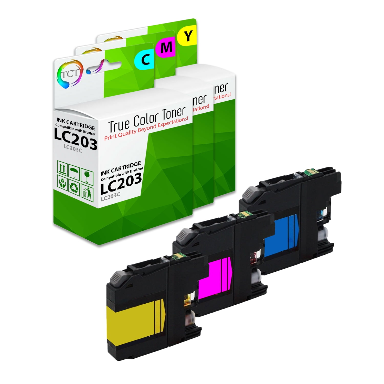 TCT LC203 Color Ink Cartridge 3 Pack - Premium Compatible Replacement ...