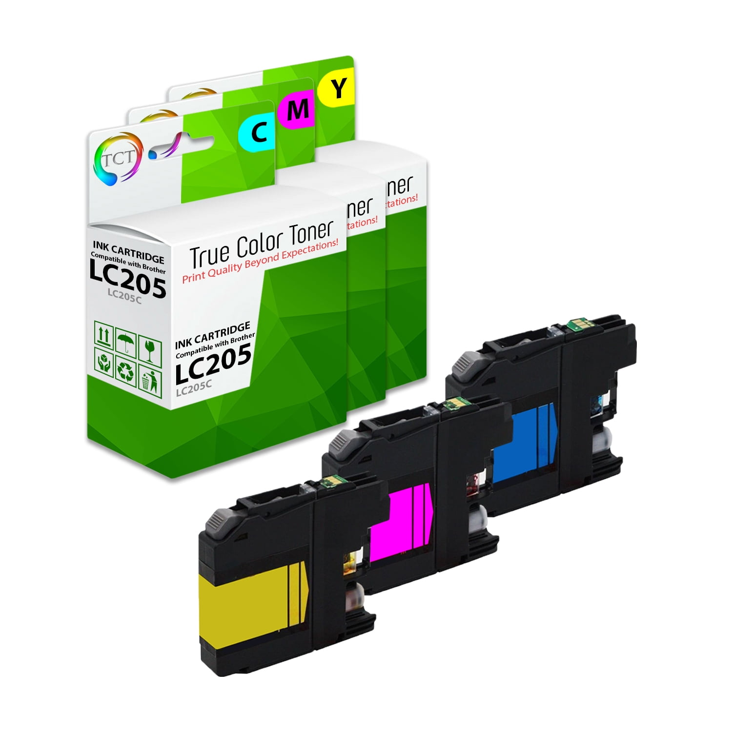 TCT LC205 Color Ink Cartridge 3 Pack - Premium Compatible Replacement ...