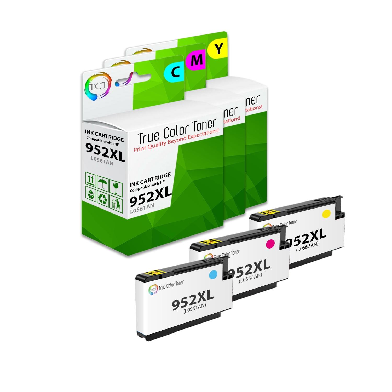 TCT 952XL Color Ink Cartridge 3 Pack - Premium Compatible Replacement ...