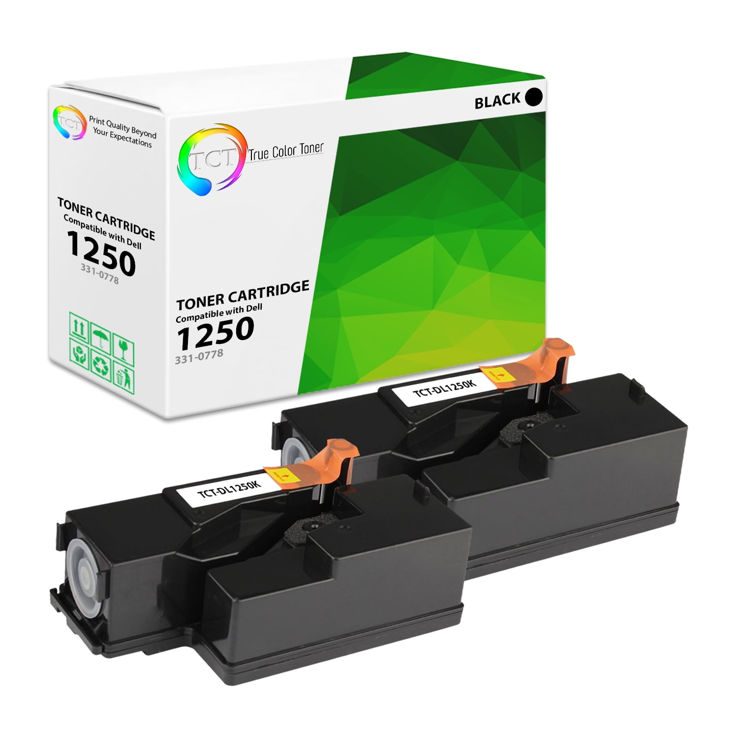 TCT 1250 Black Toner Cartridge 2 Pack - Premium Compatible Replacement ...