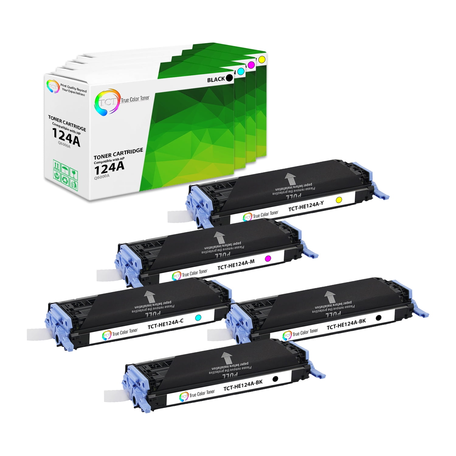 TCT 124A Toner Cartridge 5 Pack - Compatible With HP 124A Q6000A Q6001A ...