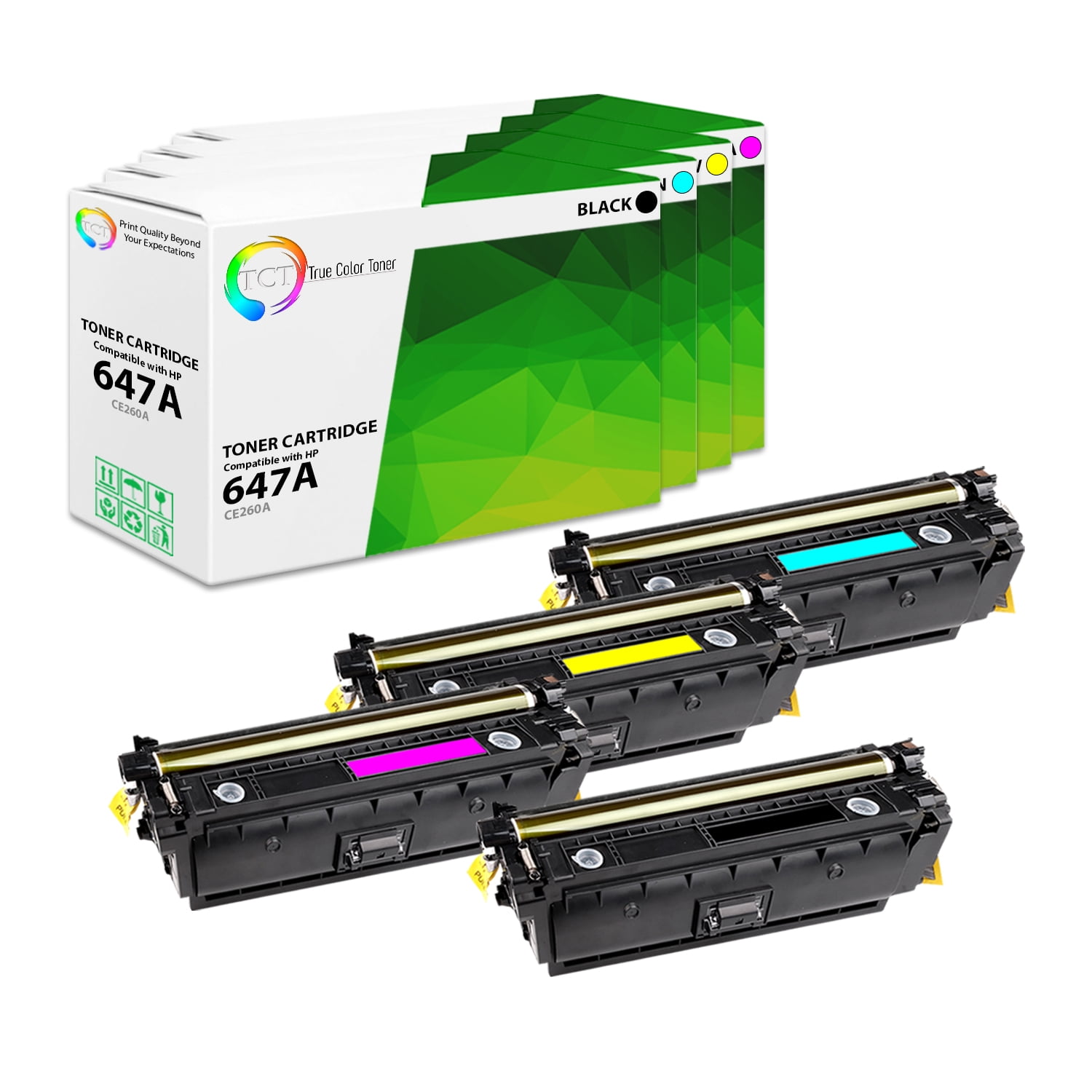 TCT 647A 648A Toner Cartridge 4 Pack - Premium Compatible Replacement for HP 647A 648A CE260A ...