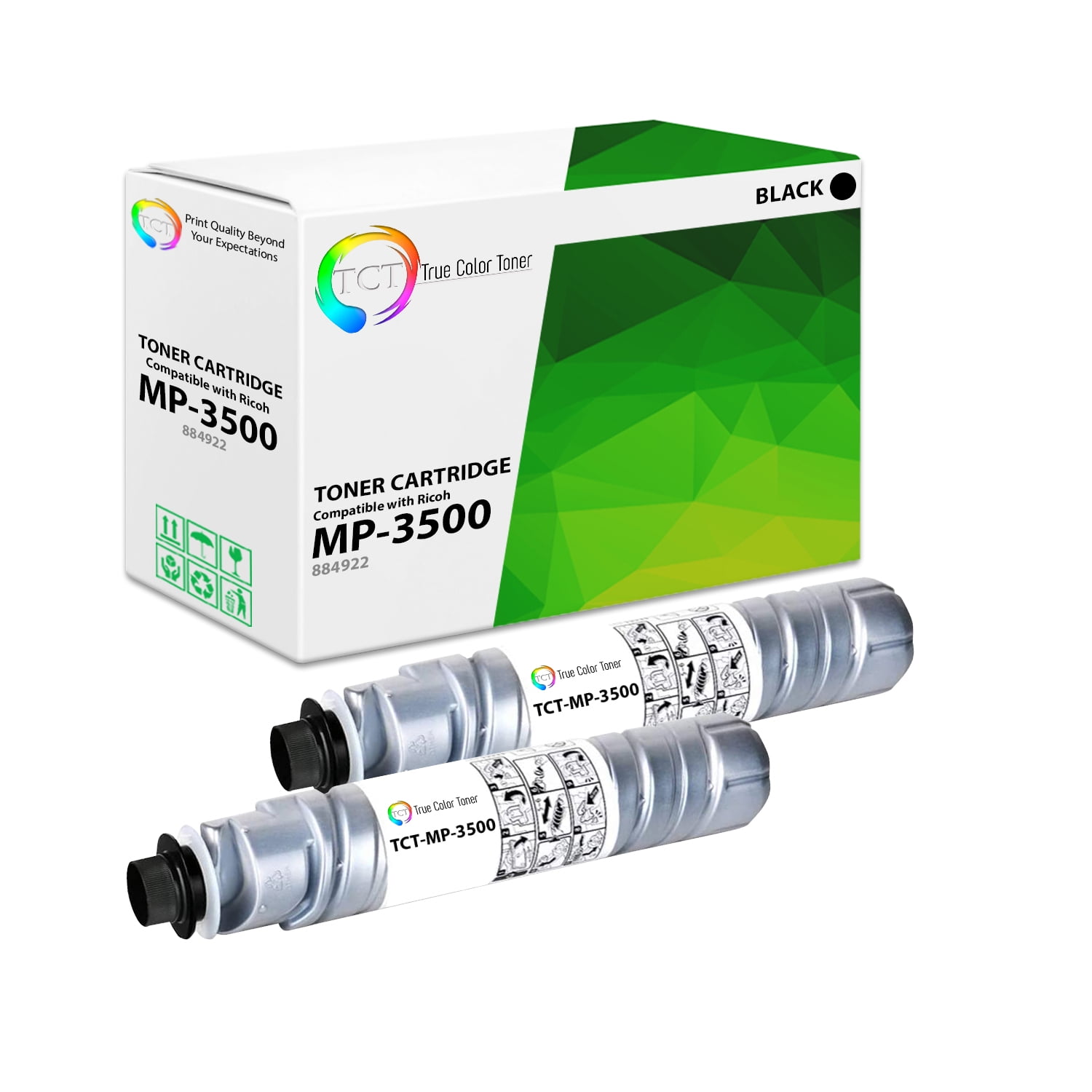 TCT MP-3500 Toner Cartridge 2 Pack - Premium Compatible Replacement for Ricoh Aficio MP-3500 ...