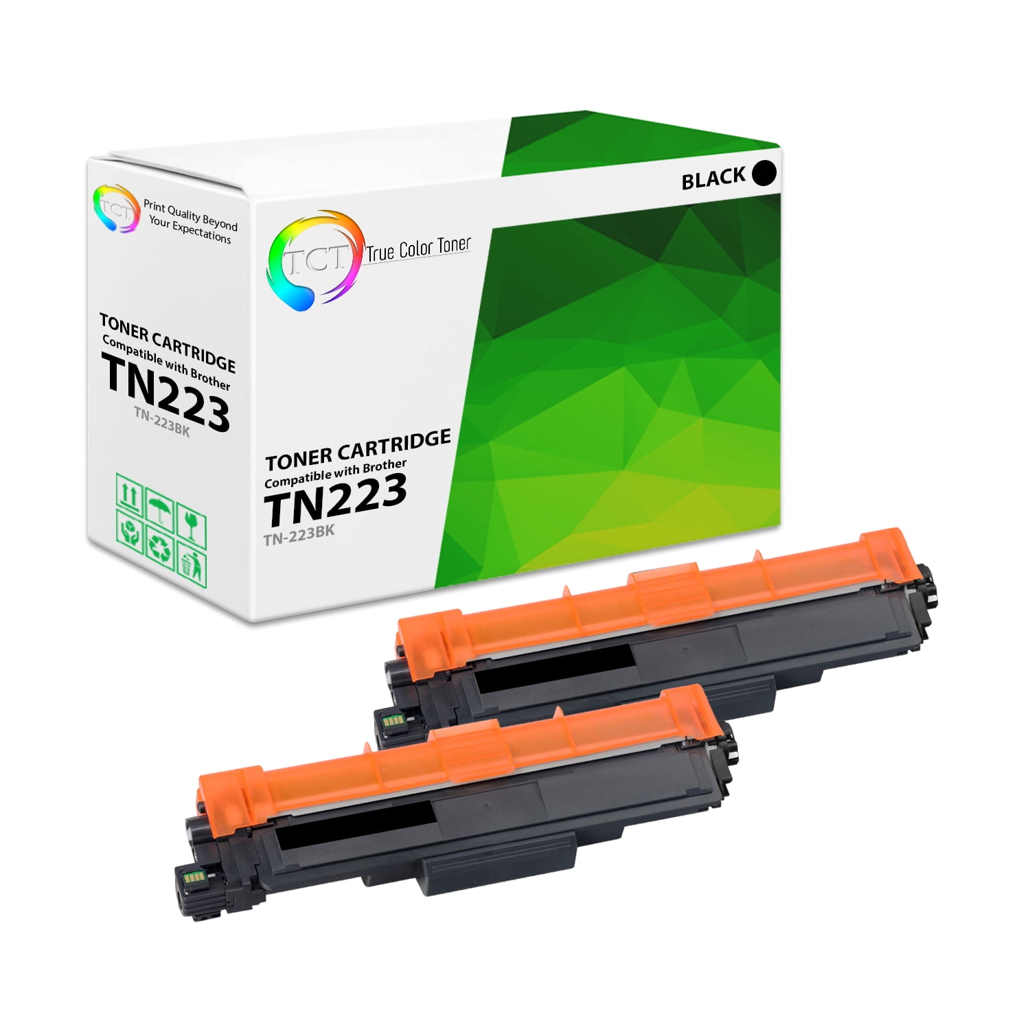 TCT TN223 Black Toner Cartridge 2 Pack - Premium Compatible Replacement ...