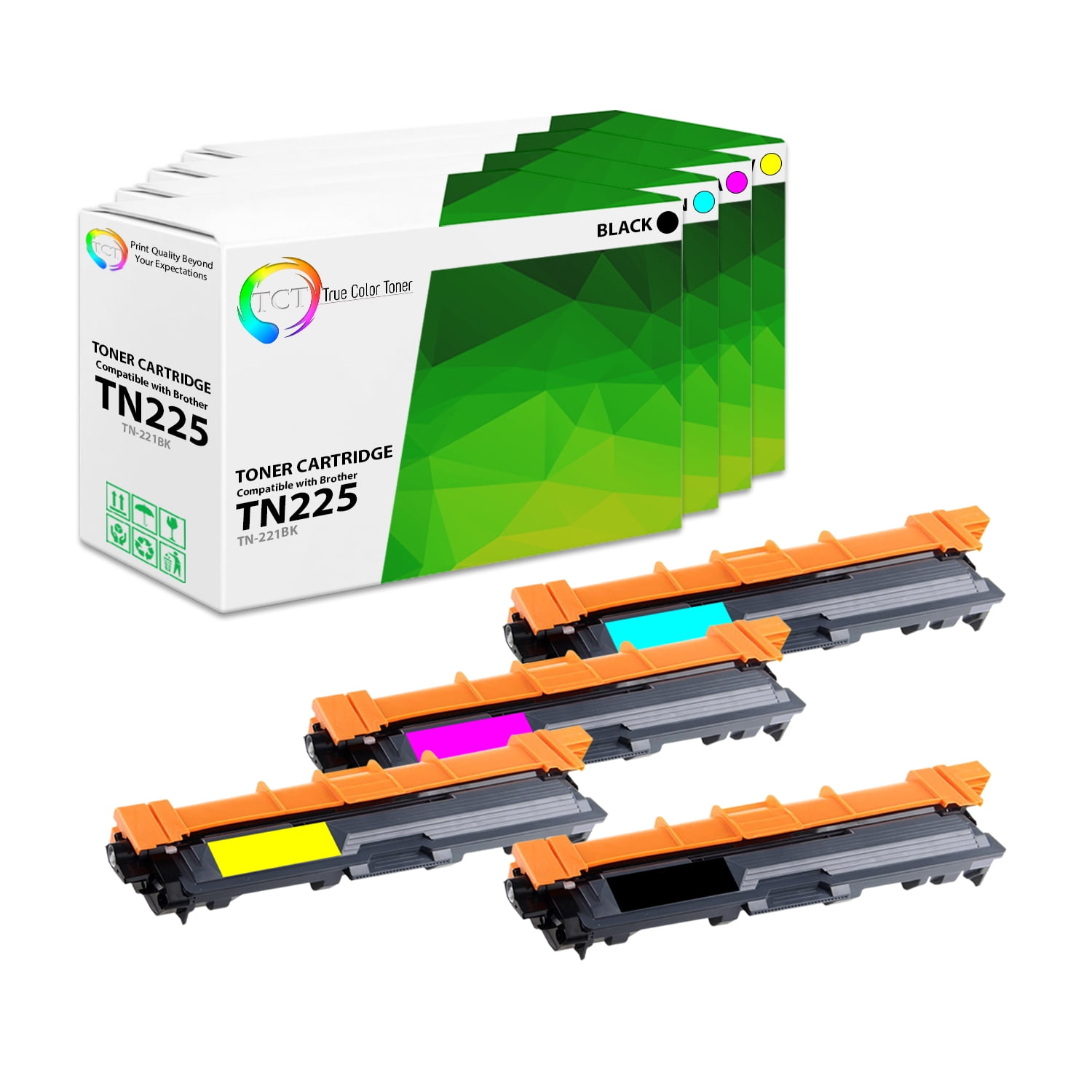 TCT TN225 Toner Cartridge 4 Pack - Premium Compatible Replacement for ...