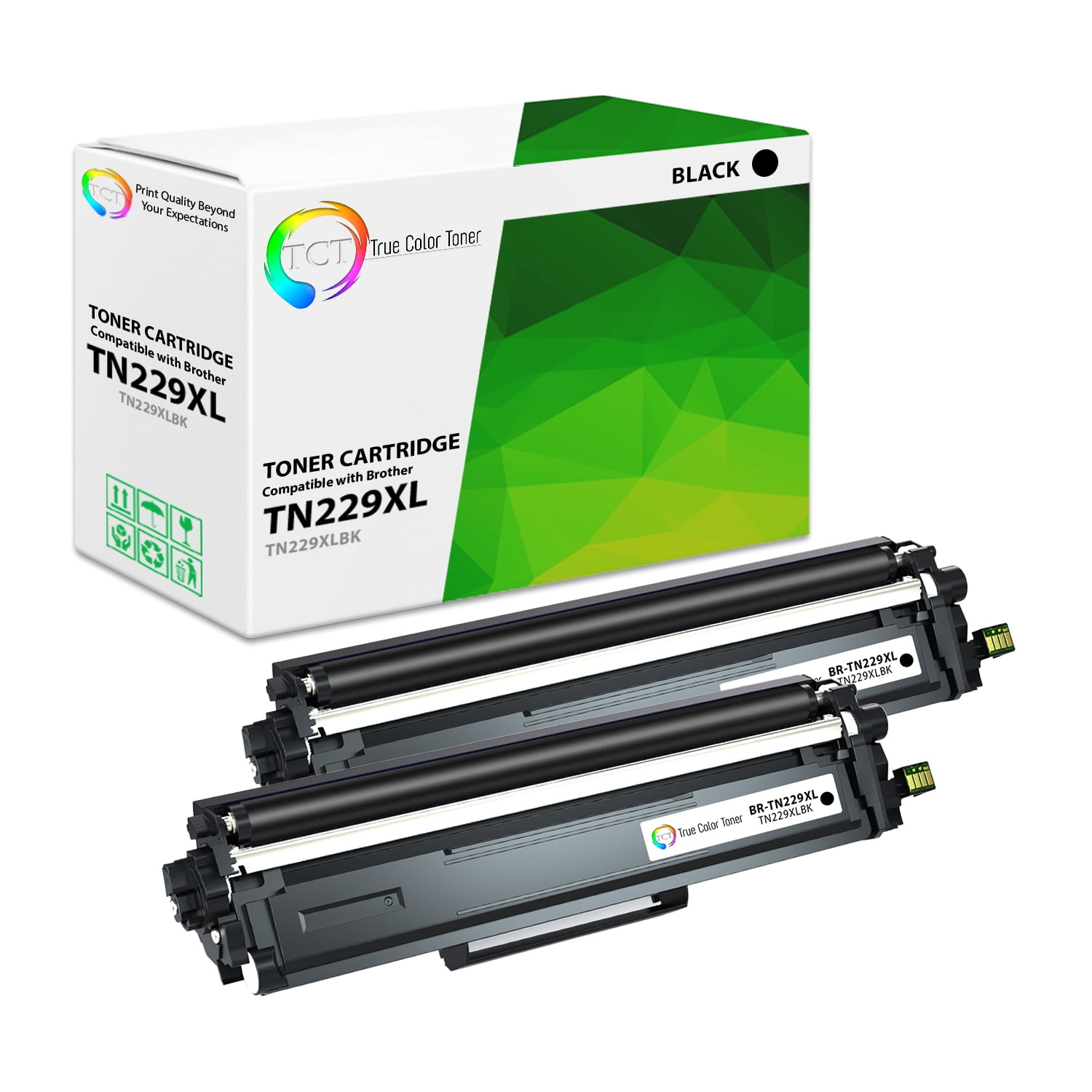 TCT TN229 Black Toner Cartridge 2 Pack - Premium Compatible Replacement ...