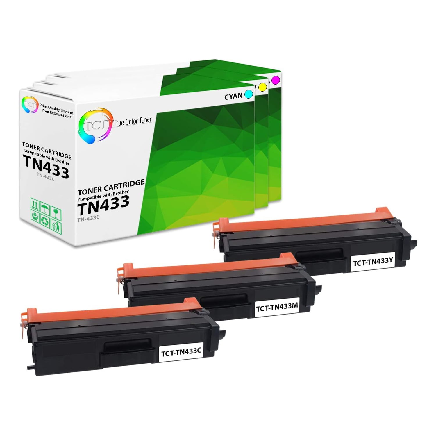 TCT TN433 Color Toner Cartridge 3 Pack - Compatible With Brother TN-433 ...
