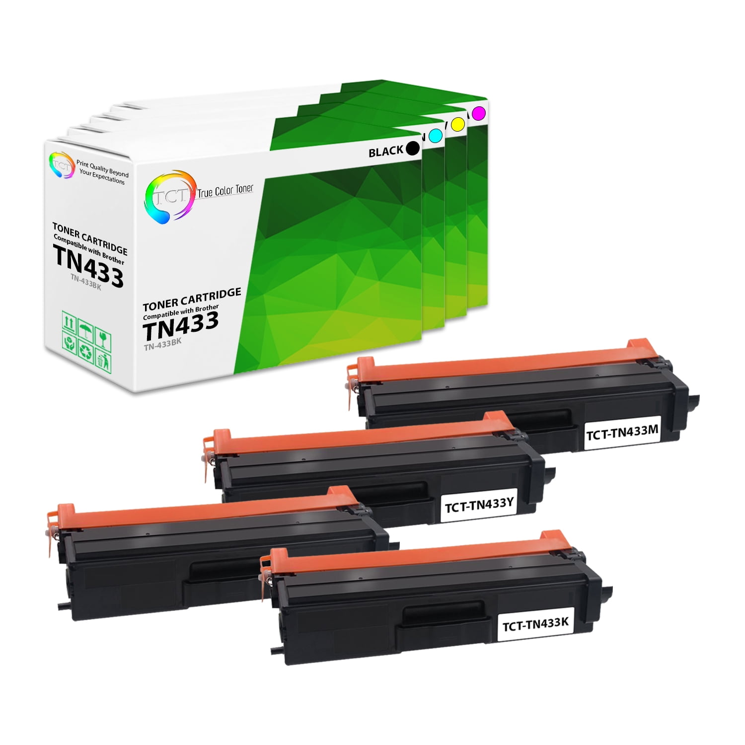 TCT TN433 Toner Cartridge 4 Pack - Premium Compatible Replacement for ...