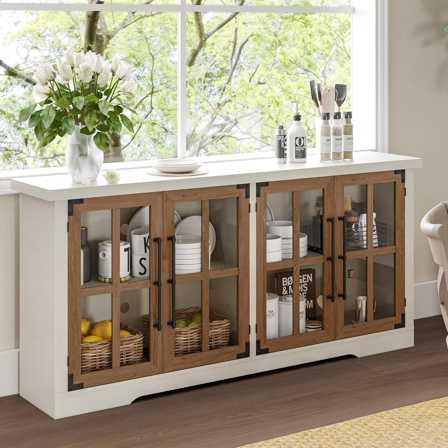 TCVGNQB 63" Buffet Sideboard Cabinet with Storage Modern Farmhouse ...