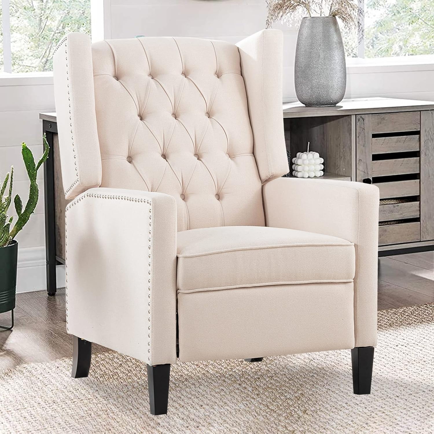 TCVGNQB Wine Red Accent Recliner Chair with Armrests and Wingback ...