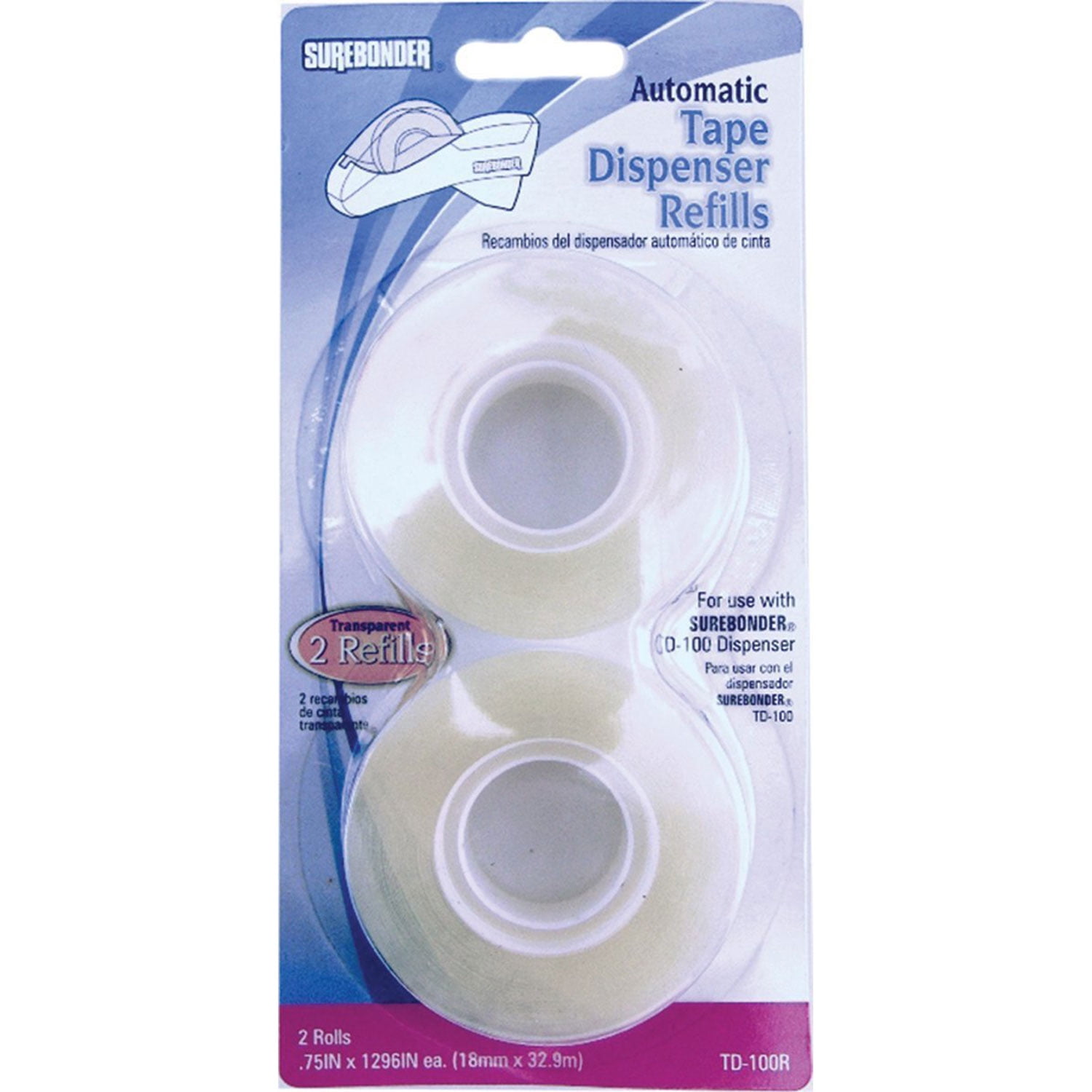 TD-100R Automatic Tape Dispenser Refill Cartridges - 2 Pack - Walmart.com