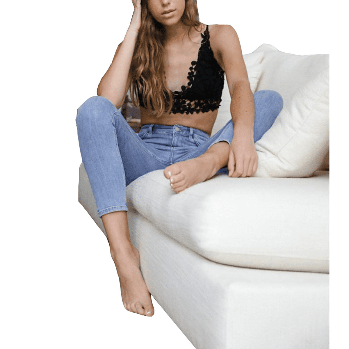 TD Collections Women's Crochet Daisy Longline Lace Bralette - Stretch ...