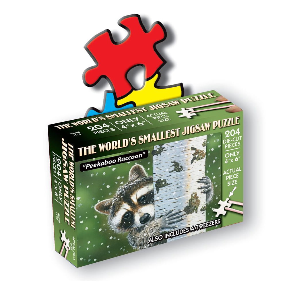 TDC Games World's Smallest Jigsaw Puzzle - Peekaboo Raccoon - 4 x 6 ...