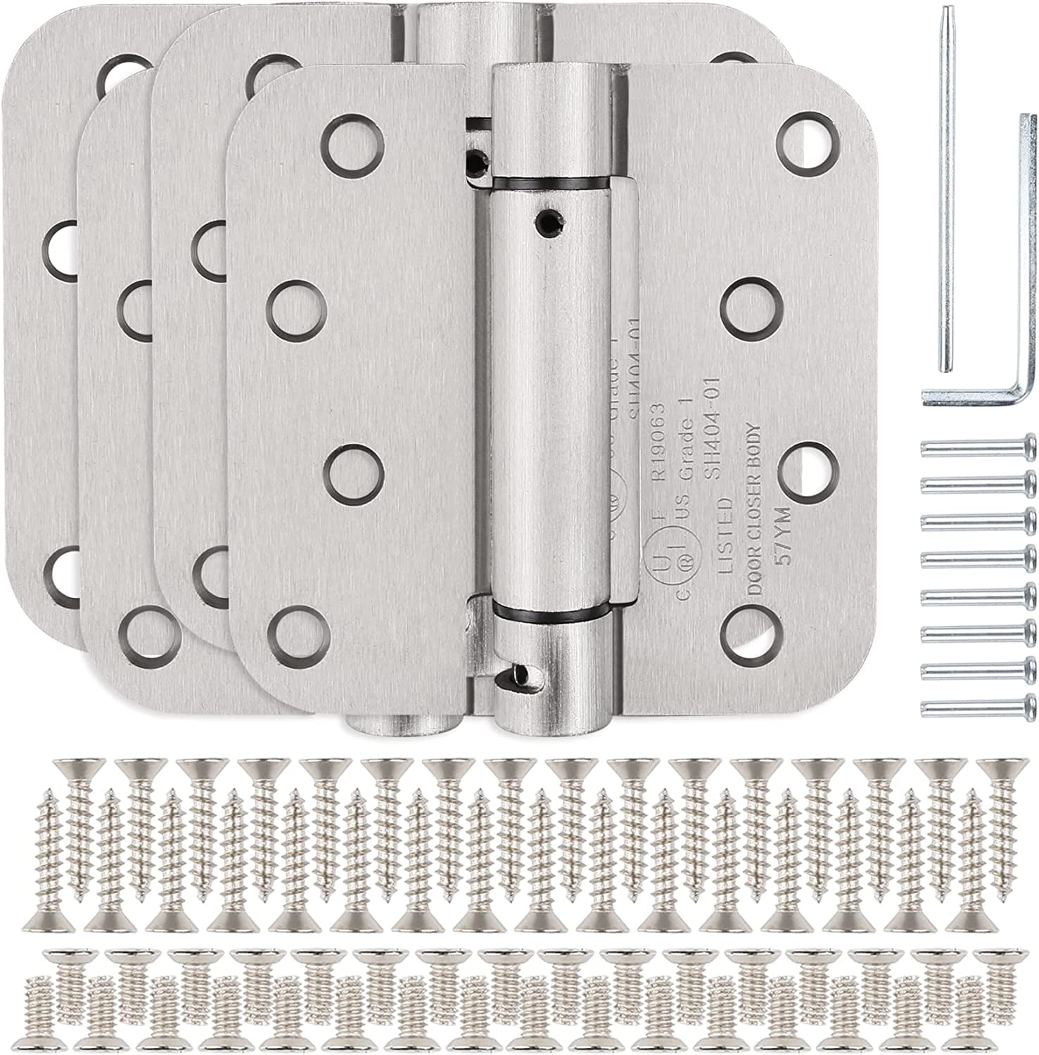 TDCHINGES Automatic Self-Closing Door Hinges Satin/Brushed Nickel 4" x ...