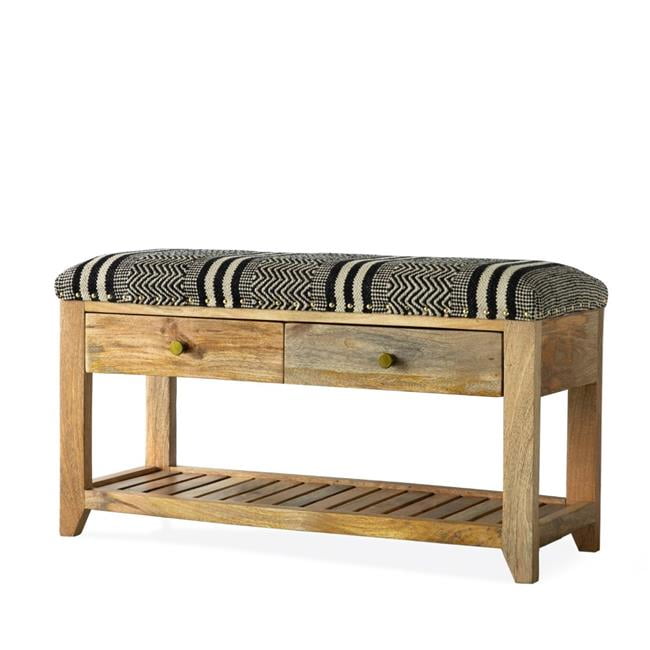 TDI Upholstered Entryway Storage Bench with 2 Drawers and Open Shelf ...